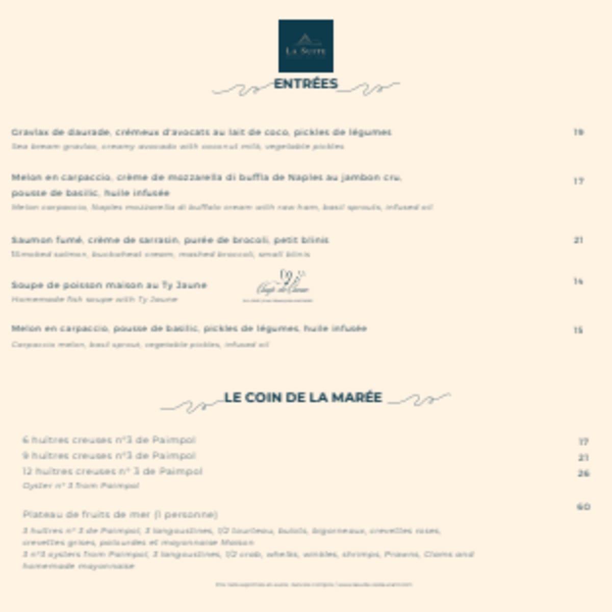 Carte et Menus 2023 - La Suite à Perros-Guirec | TheFork