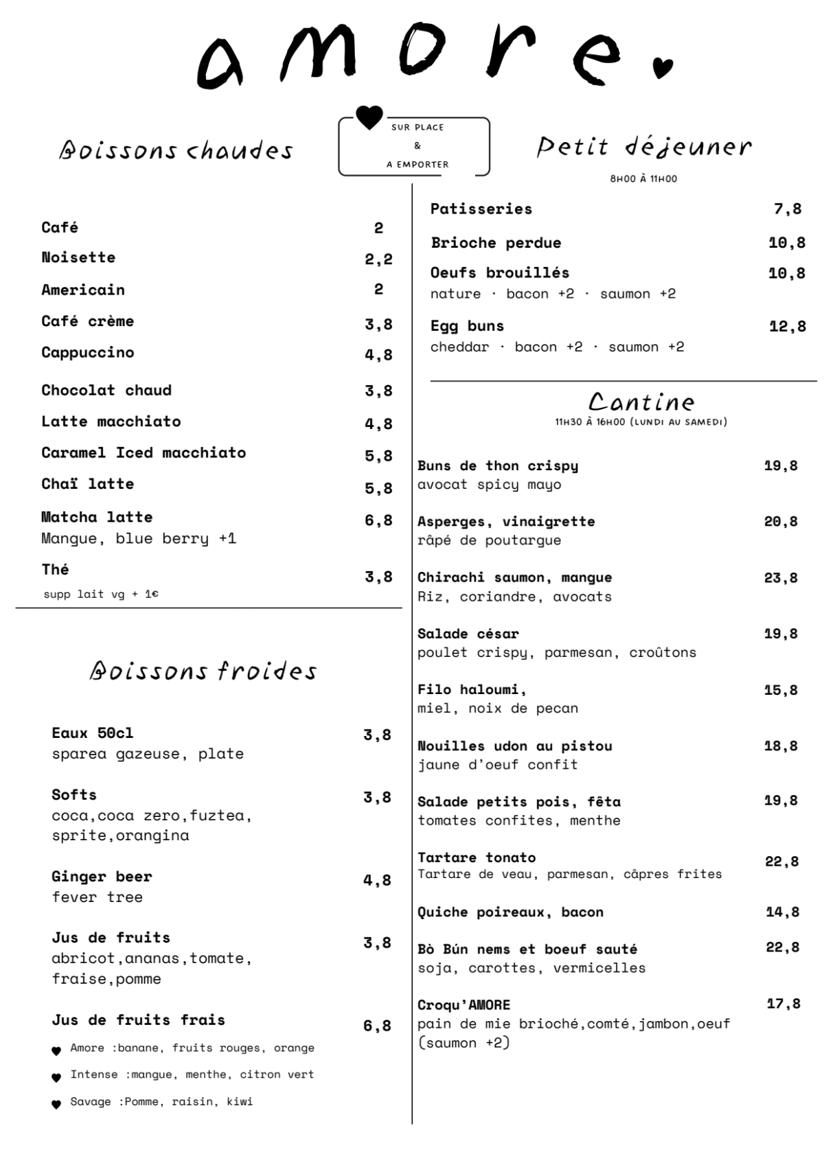 Menus 2024 - Cantine Amore in Nice | TheFork
