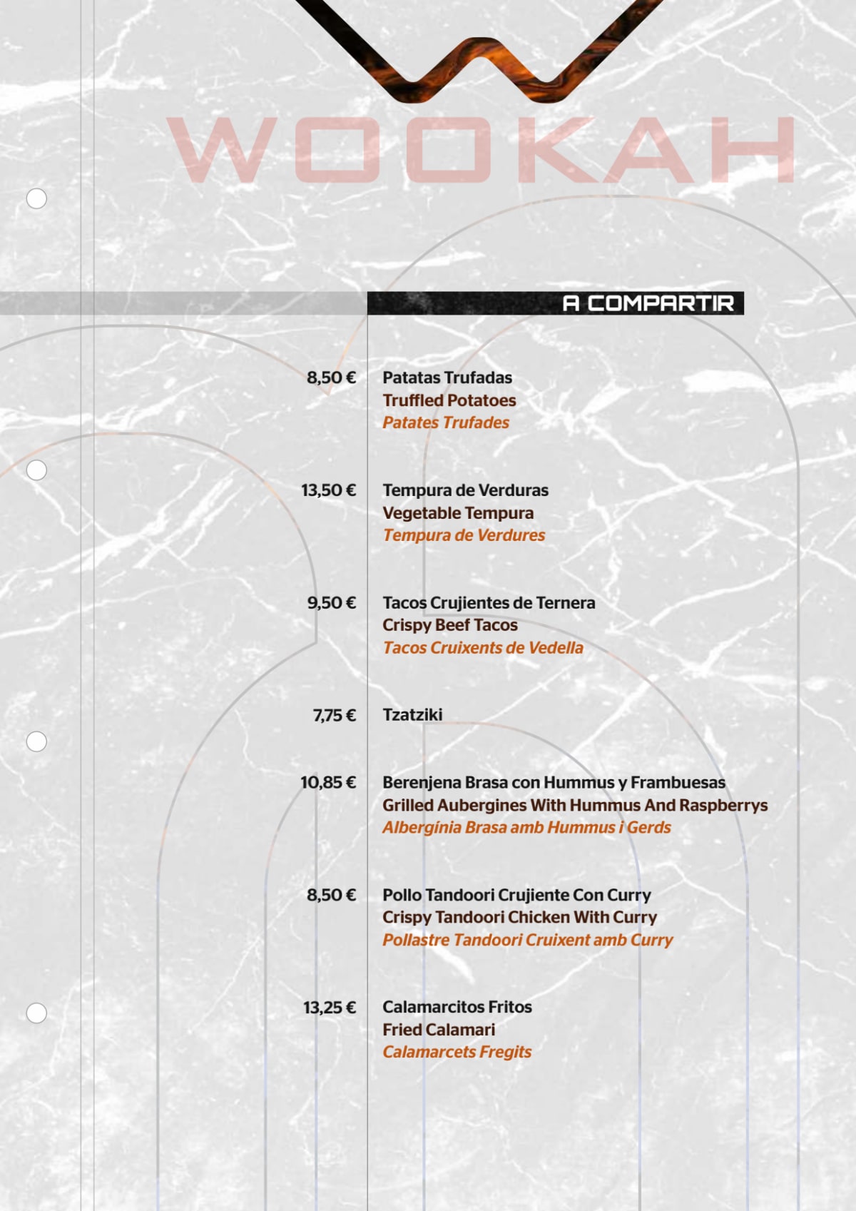 Menus 2024 - Wookah Shisha Lounge in Barcelona | TheFork