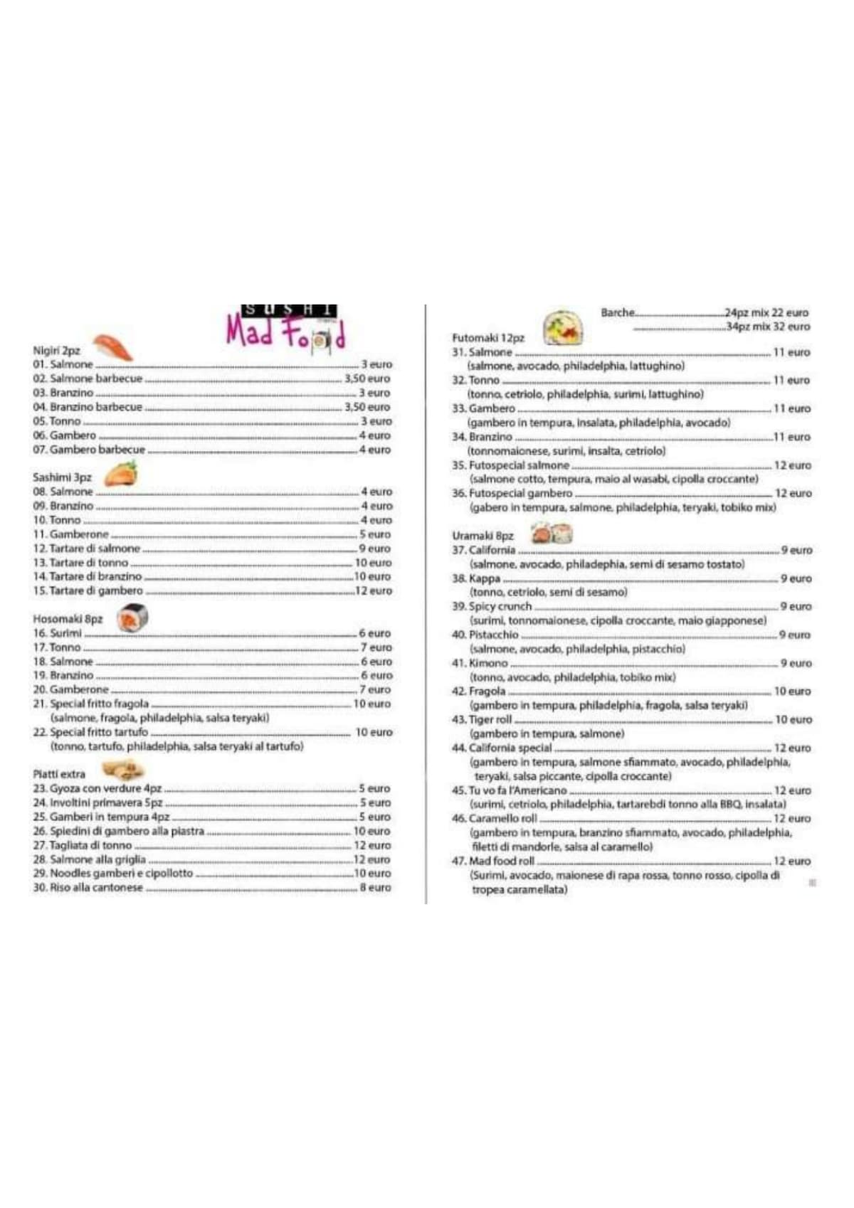 Menu 2024 - Mad Food em Acquaviva Villa Musone | TheFork