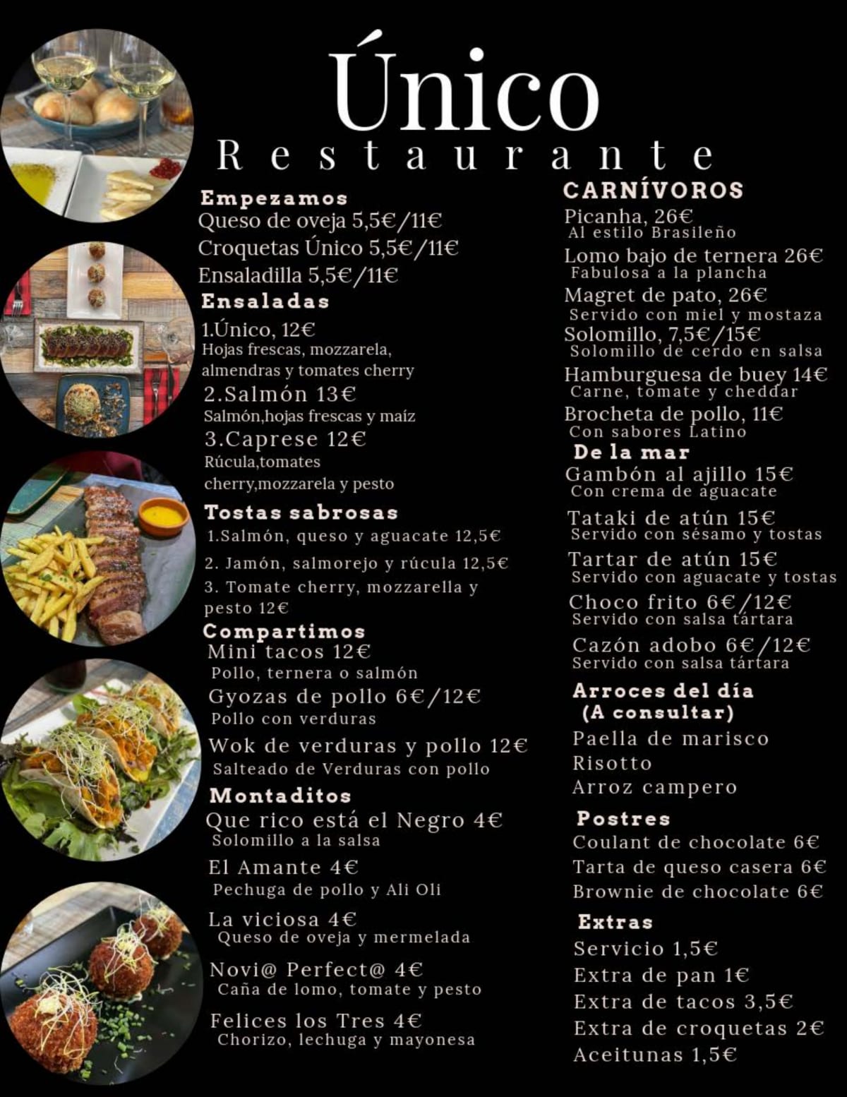 Carta y menù 2024 Actualizados - Único Gastrobar Sevilla en Sevilla ...