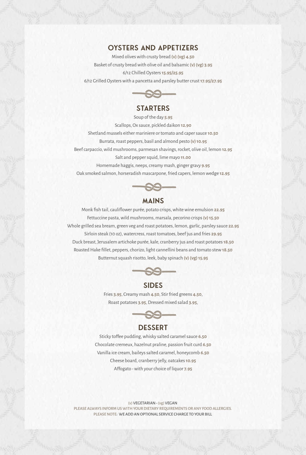 Carte et Menus 2024 - First Coast à Edinbourg | TheFork