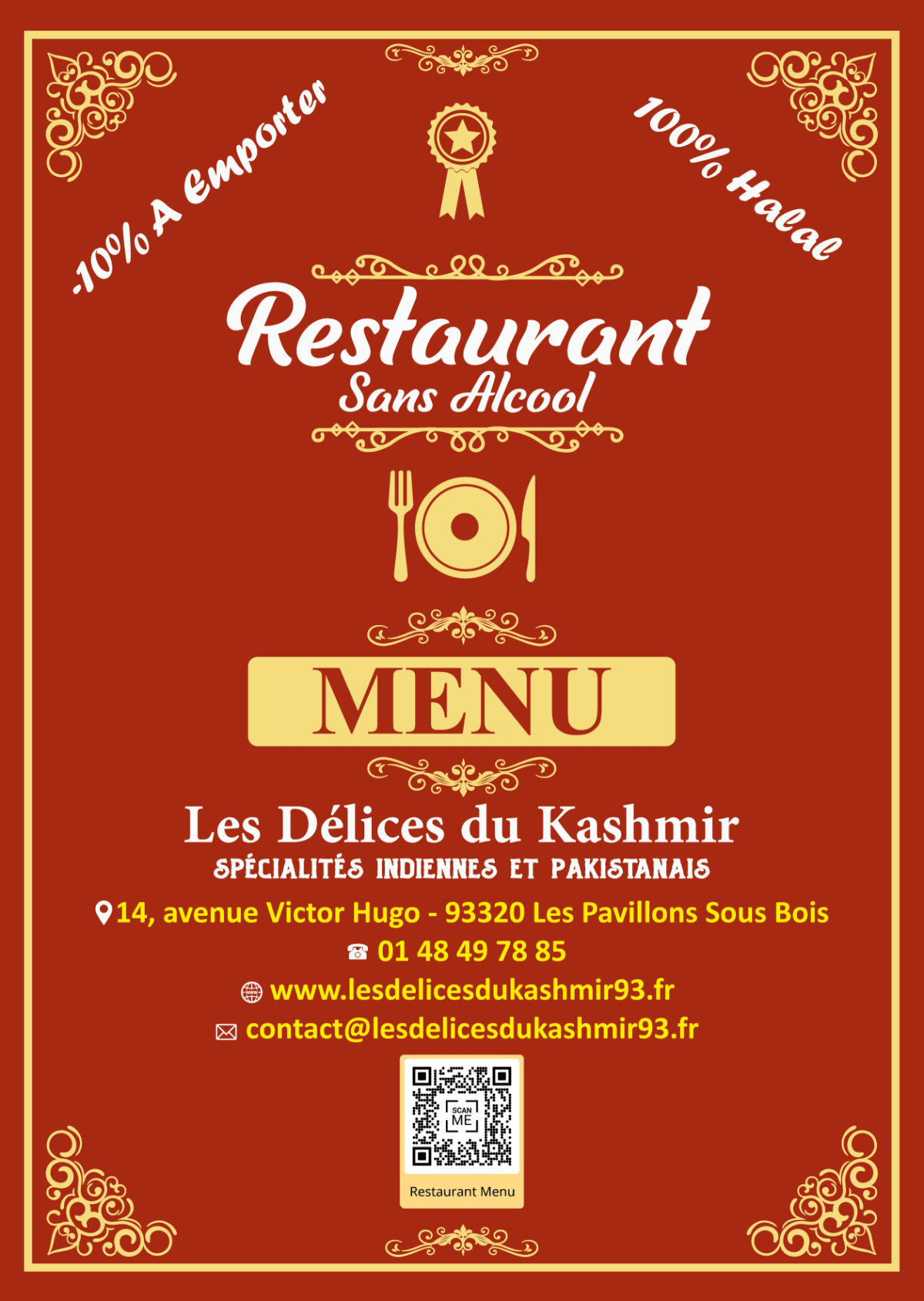 Carte et Menus 2024 - Les Délices Du Kashmir حلال à Les Pavillons-sous-Bois | TheFork