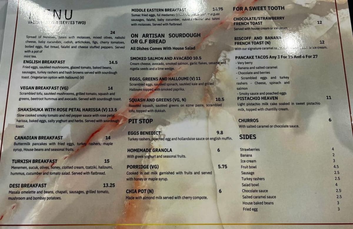 Carte et Menus 2024 - Vaiya à Londres | TheFork