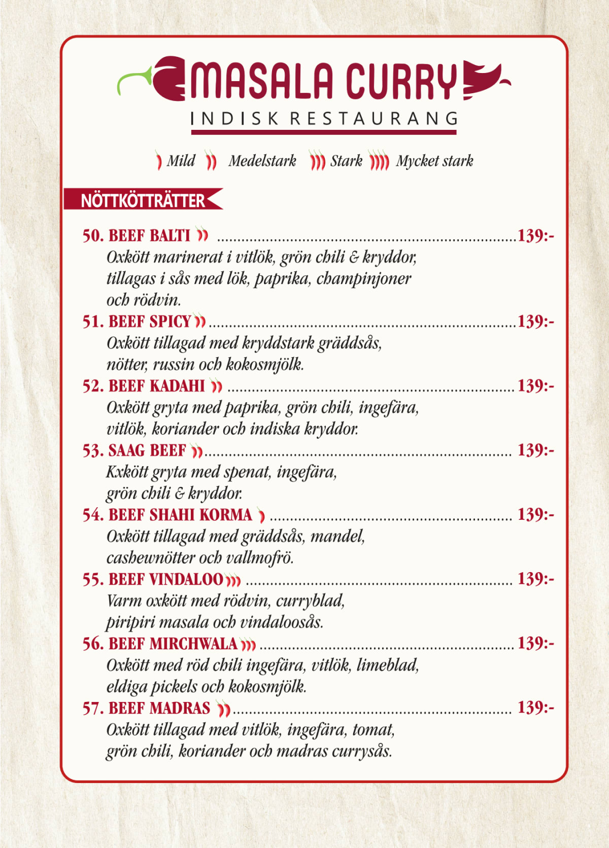 Menu 2024 - Masala Curry Göteborg in Gothenburg | TheFork