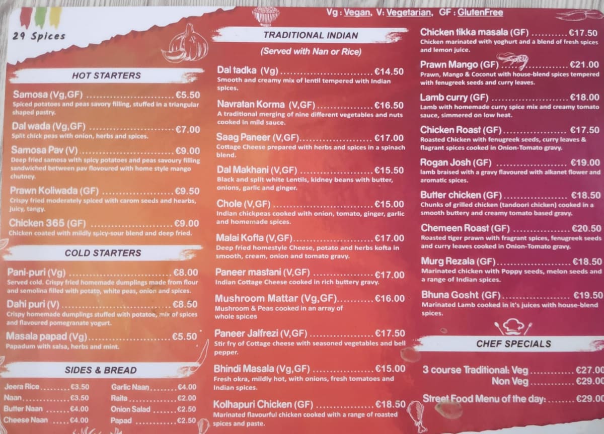 Menu 2024 - 29 Spices in Amsterdam | TheFork