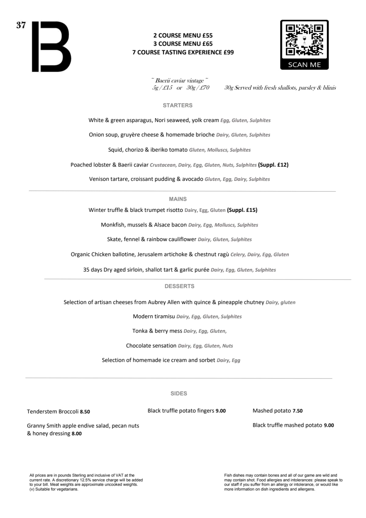 Menus 2024 - Bokan 37 Restaurant in London | TheFork