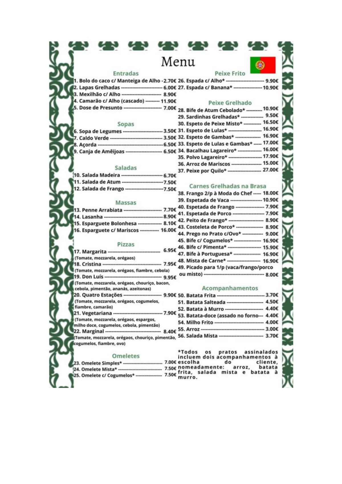 Carte et Menus 2024 - D. Luis Restaurante à Ribeira Brava | TheFork
