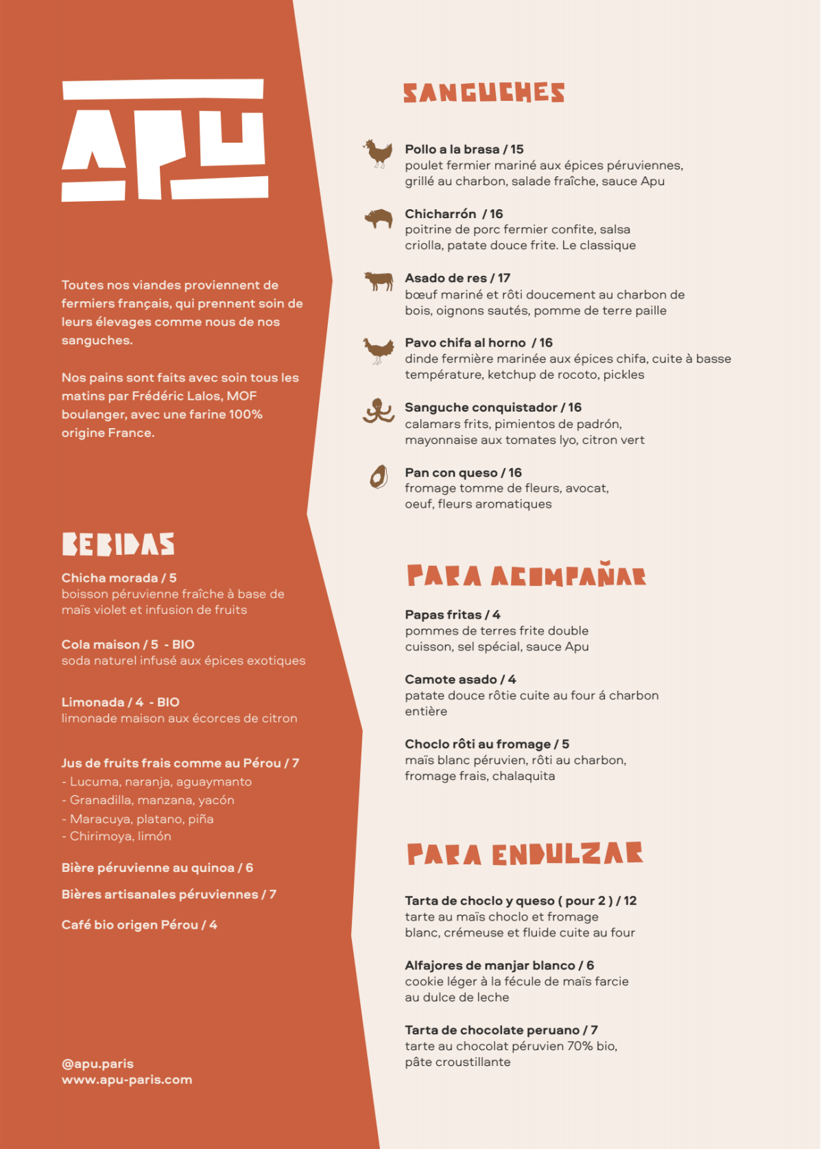 Carte et Menus 2024 - Apu à Paris | TheFork