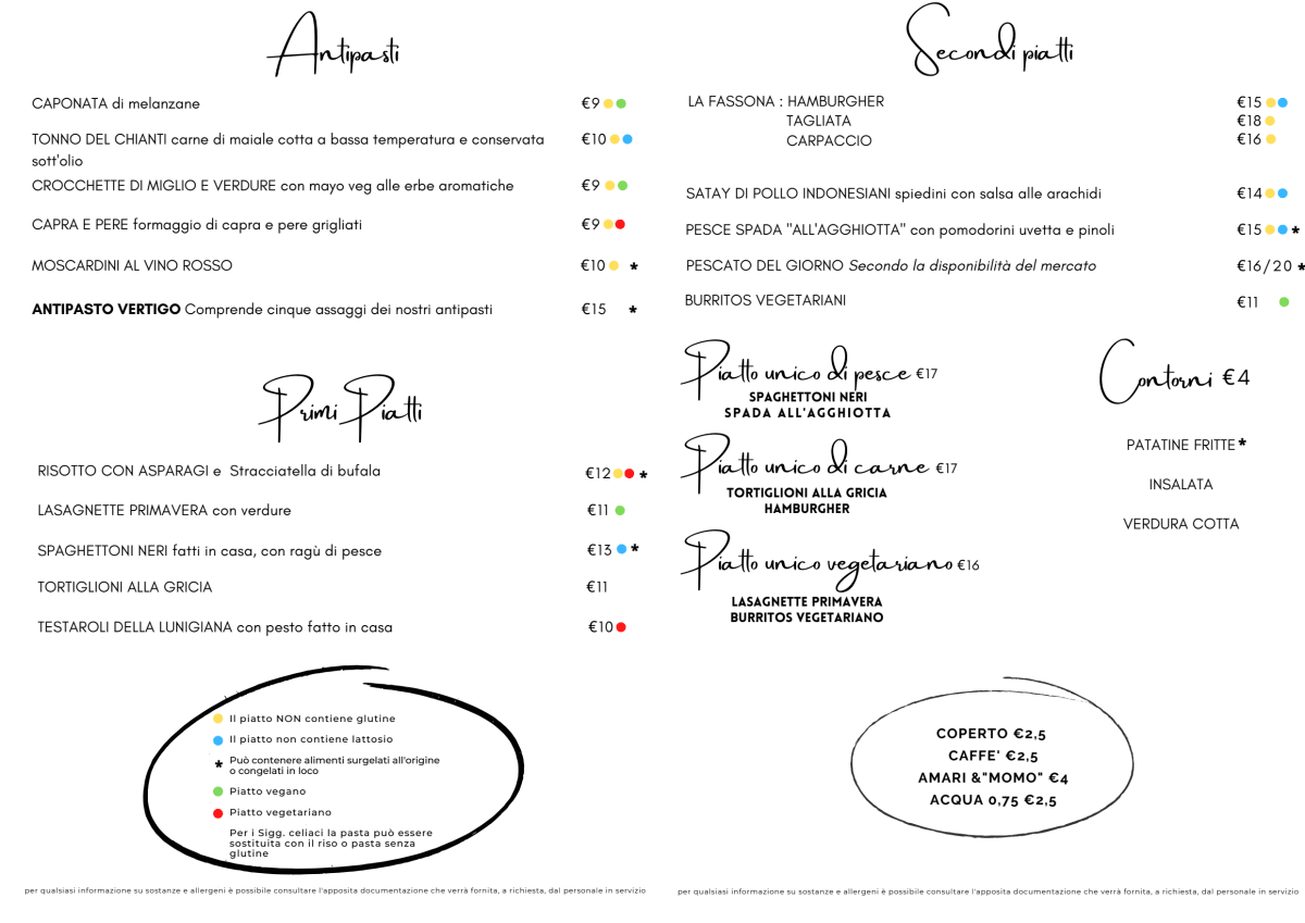 Carte et Menus 2024 - Vertigo à Seriate | TheFork