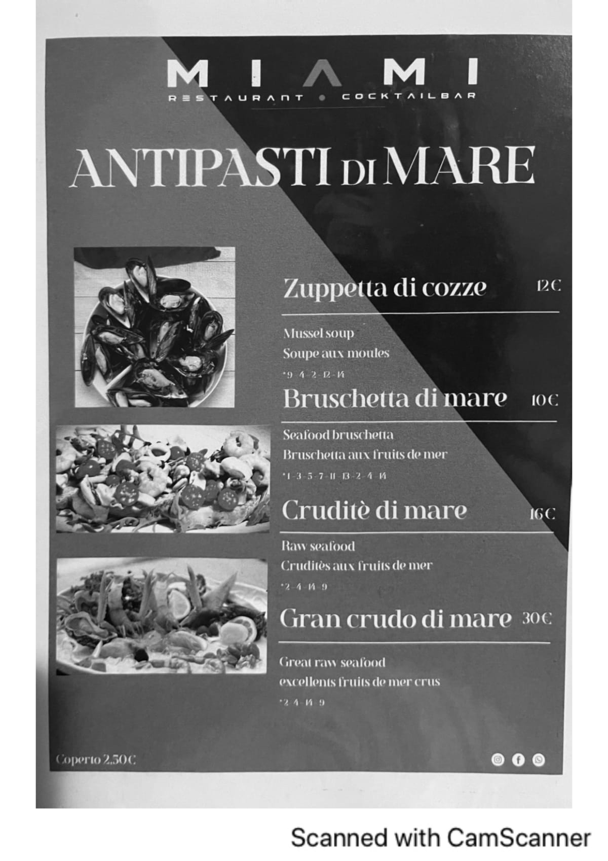 Carte et Menus 2024 - Miami Restaurant à Livourne | TheFork