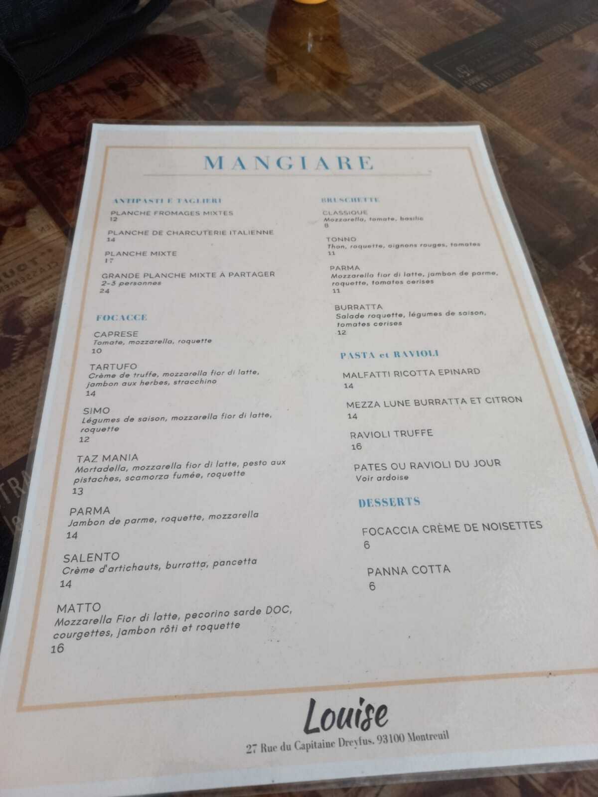 Carte et Menus 2023 - Le Louise à Montreuil | TheFork