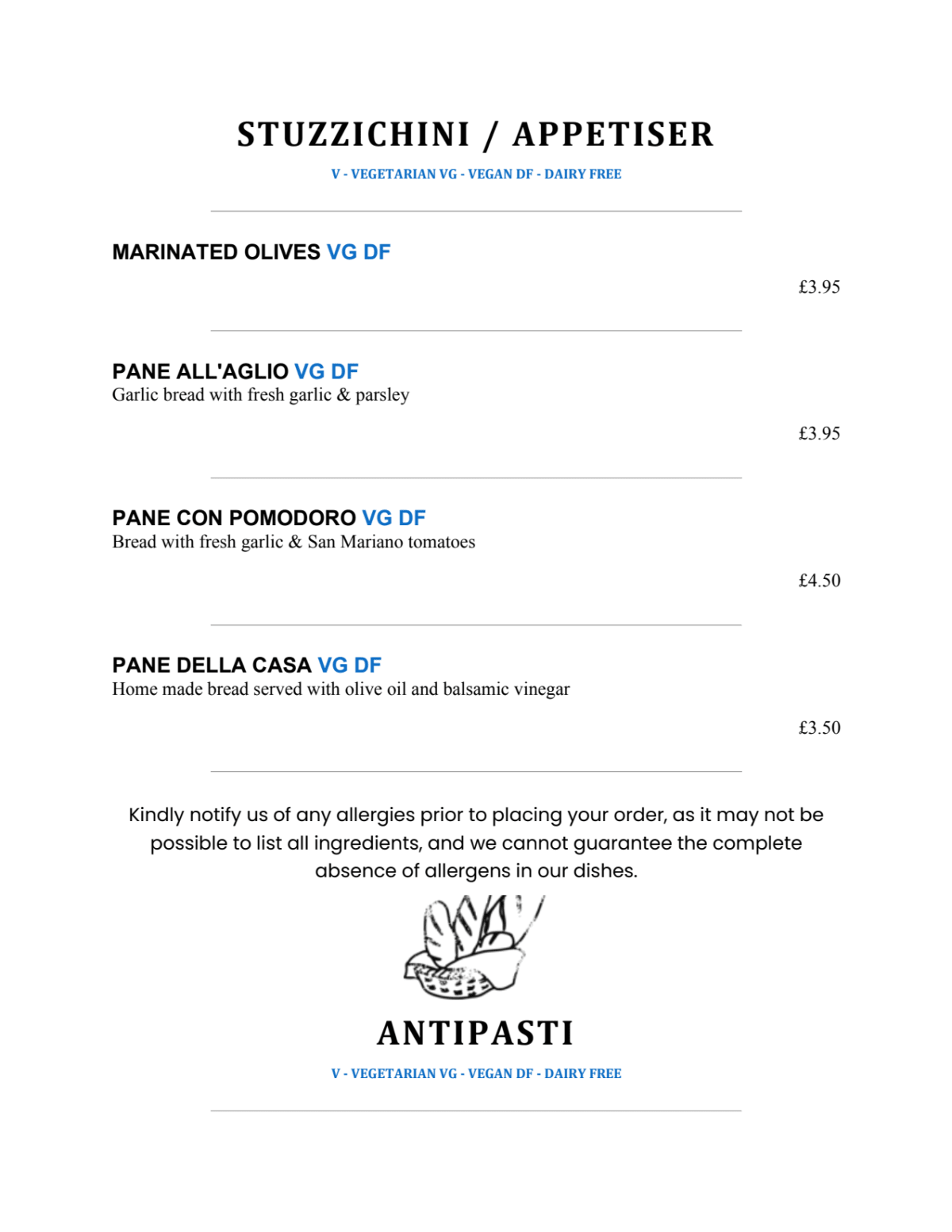 Carte et Menus 2024 - Napulè Ristobar Pizzeria à Bath | TheFork