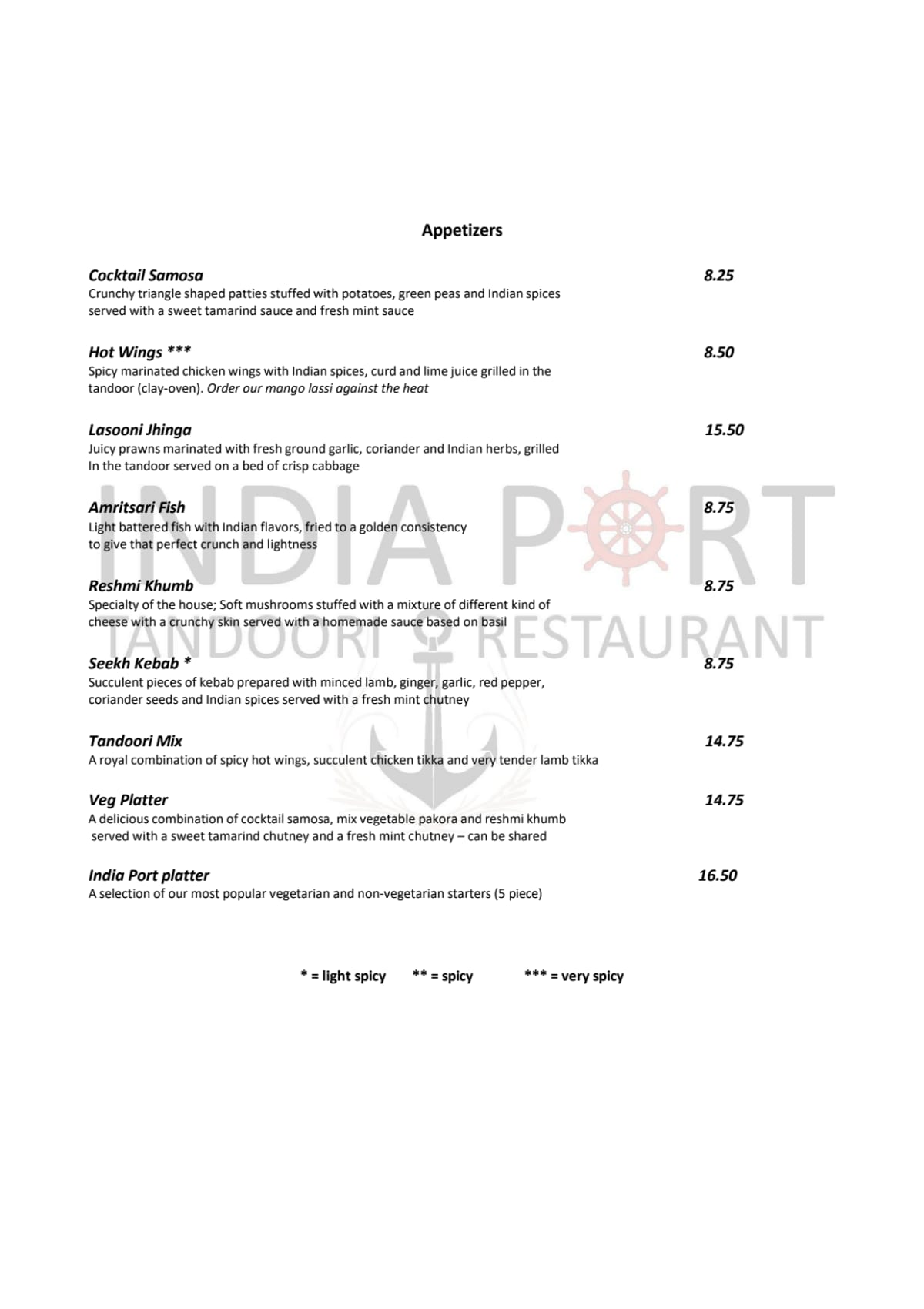 Carte et Menus 2024 - Restaurant India Port a/d Amstel à Amstelveen ...