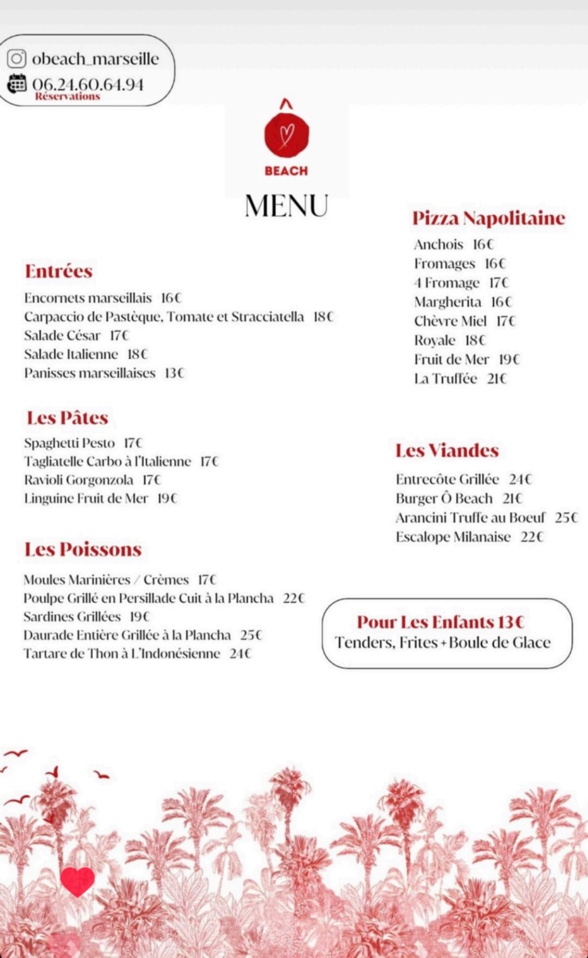 Menu 2024 - Ô Beach in Marseille | TheFork