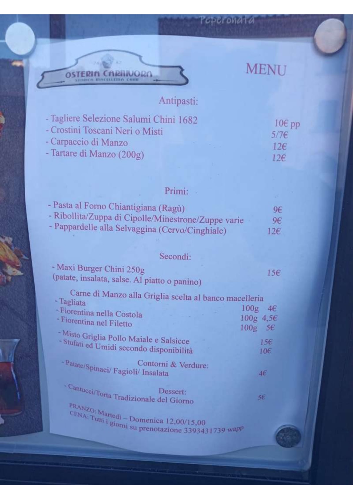 Menù completo e carta 2024 - Osteria Carnivora a Gaiole in Chianti ... Menù completo e carta 2024 - Osteria Carnivora a Gaiole in Chianti ...