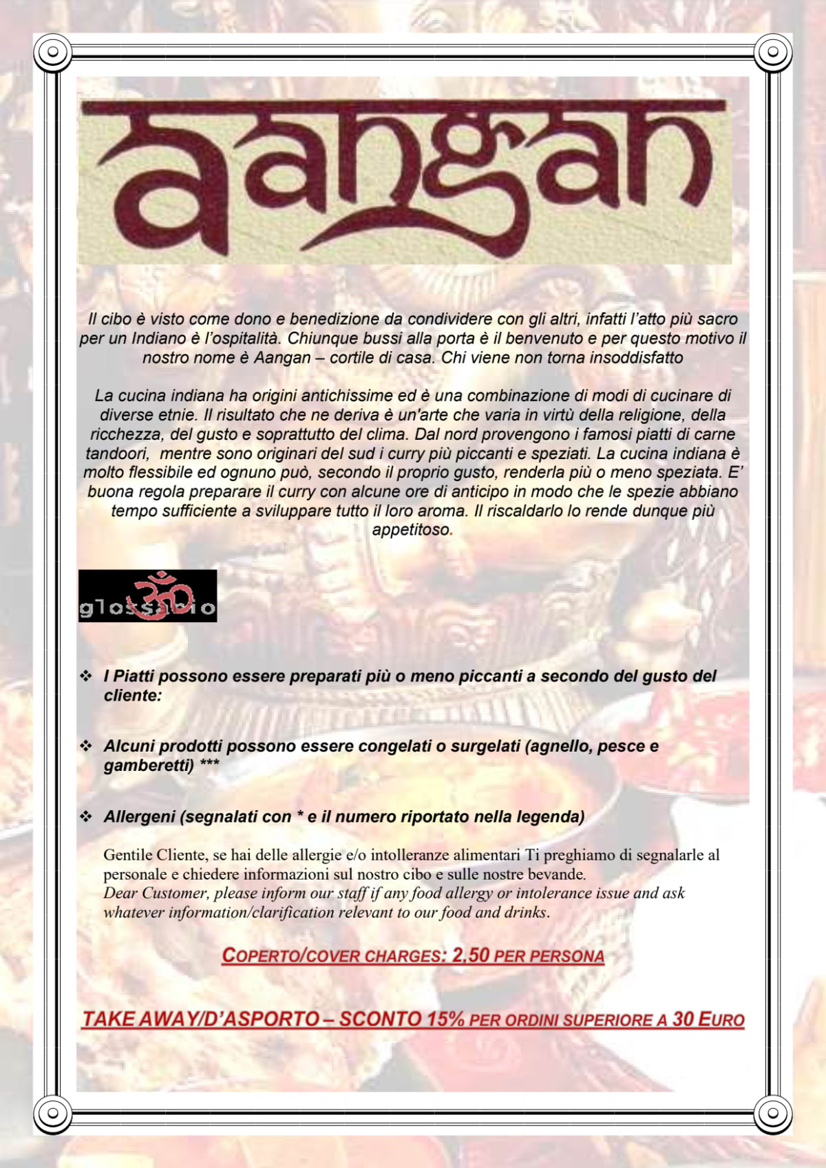 Carte et Menus 2024 - Ristorante Indiano Aangan à Milan | TheFork