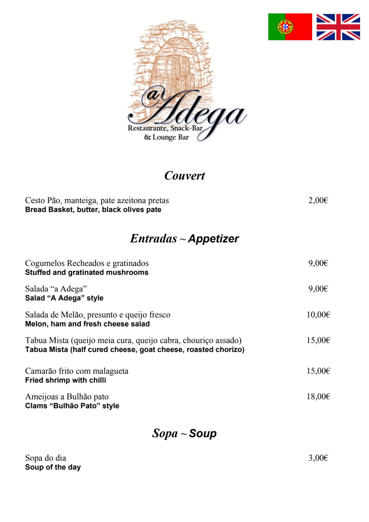 Carte et Menus 2024 - A Adega da Torralta à Portimão | TheFork