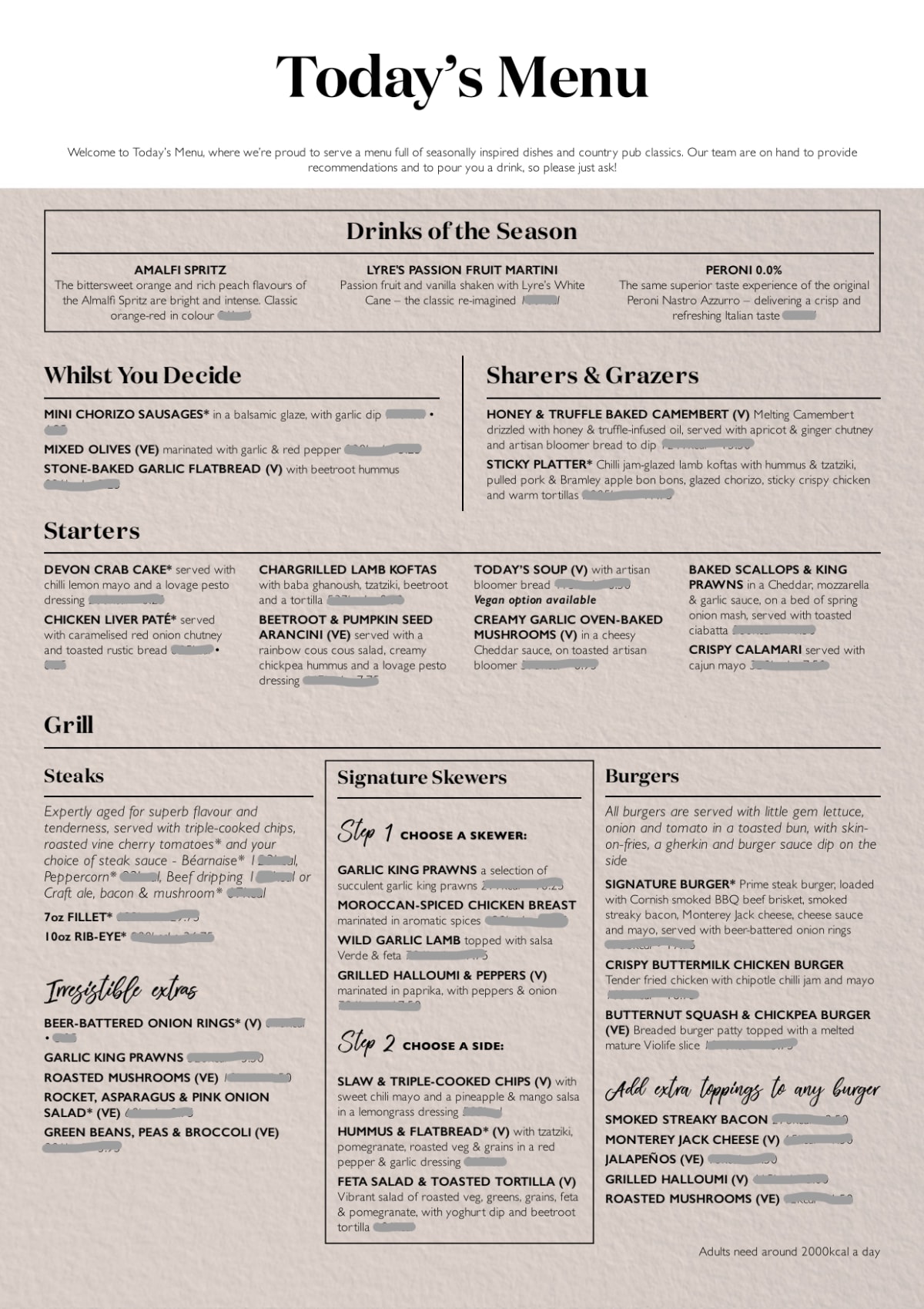 Menus 2024 - The Windhover in Northampton | TheFork