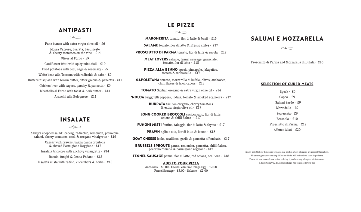 Menu 2024 - Pizzeria Mozza in London | TheFork
