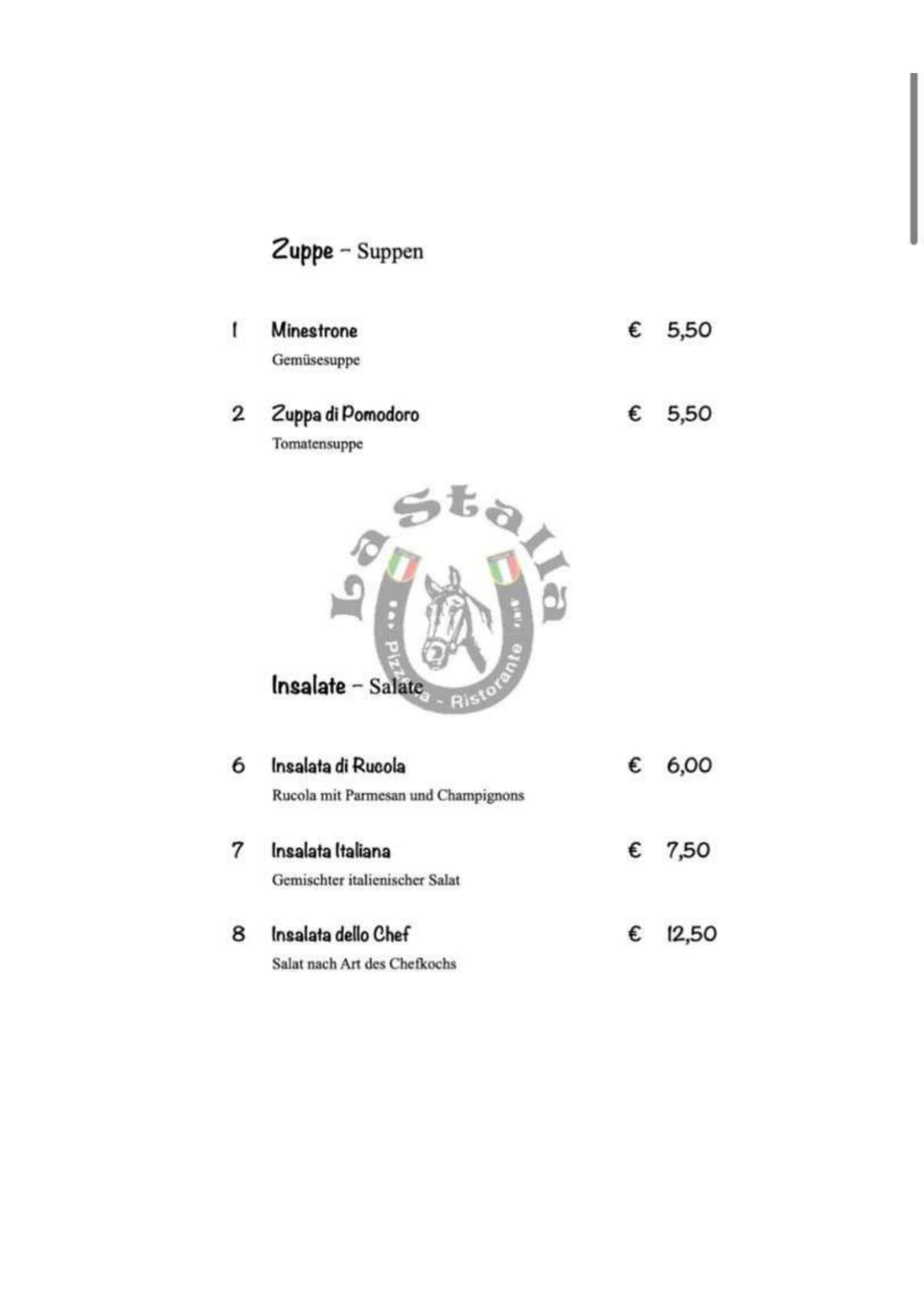 Carte et Menus 2024 - La Stalla à Bremerhaven | TheFork