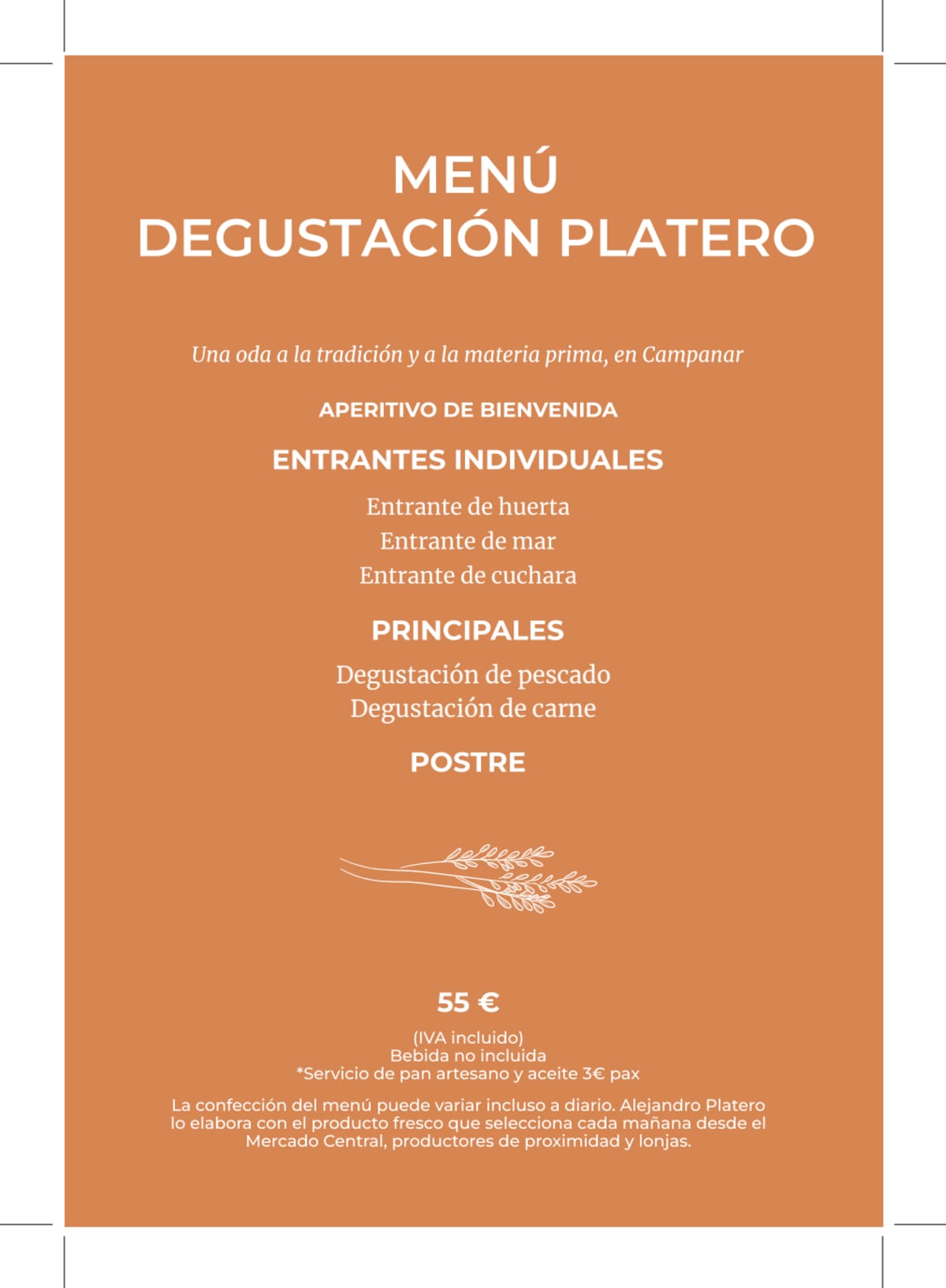 Menu 2024 - Alejandro Platero Restaurante in Valencia | TheFork