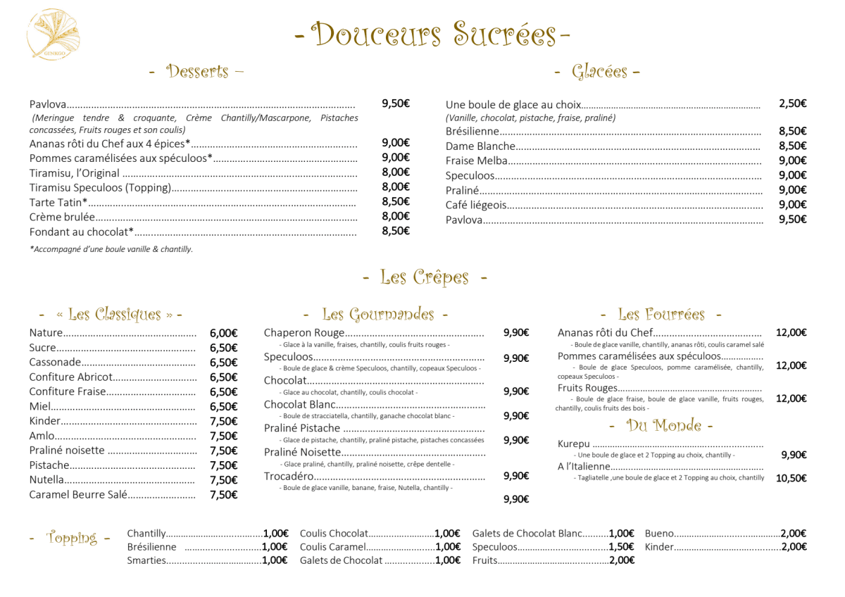 Menu 2024 - GINKGO in Brussels | TheFork