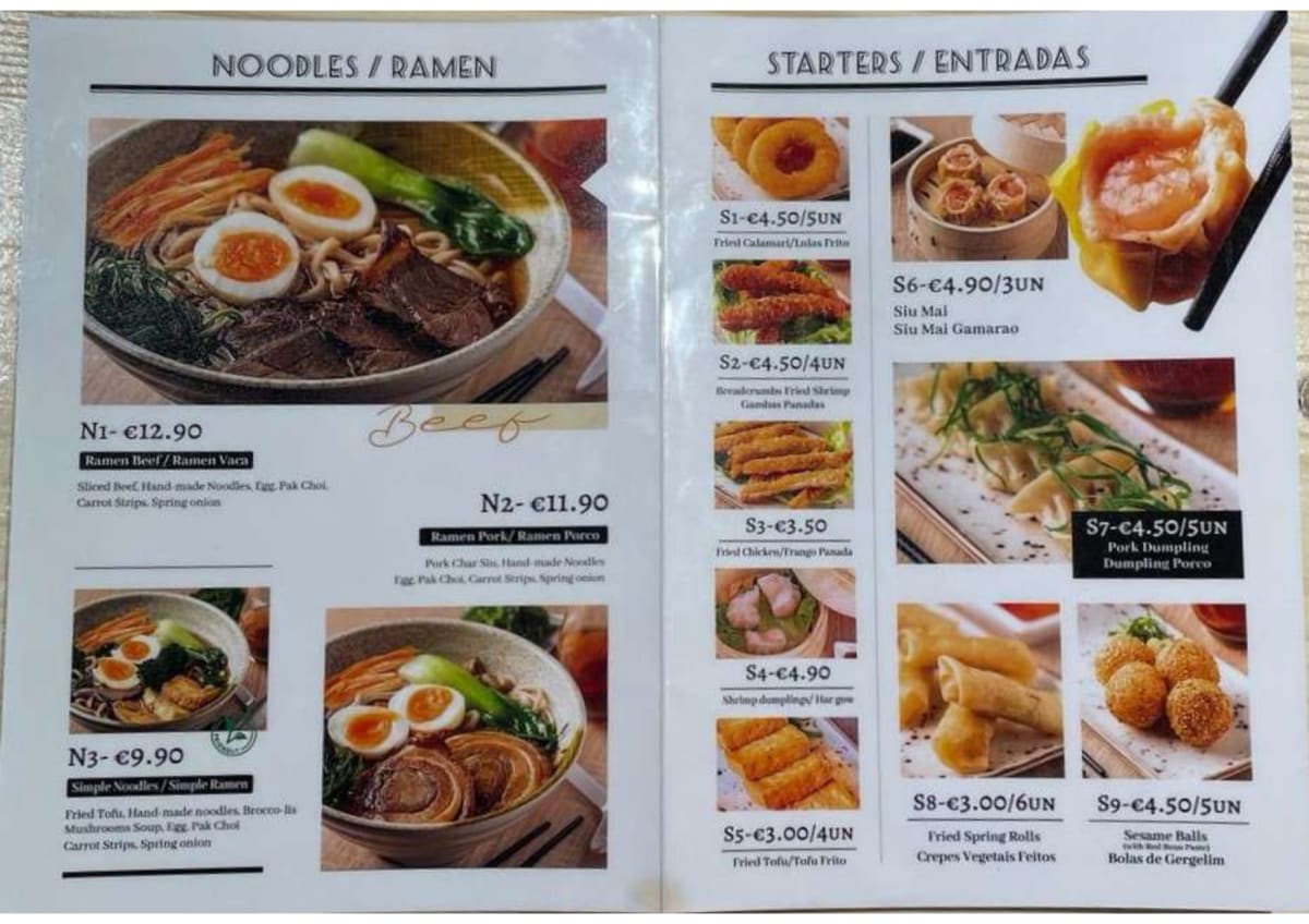 Menu 2024 - Yuki Ramen Saldanha in Lisbon | TheFork