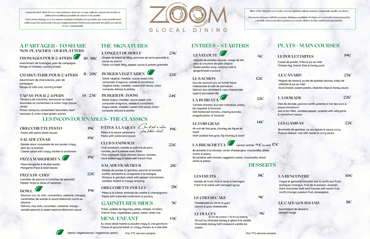 Menu 2024 - Zoom Restaurant in Roissy-en-France | TheFork