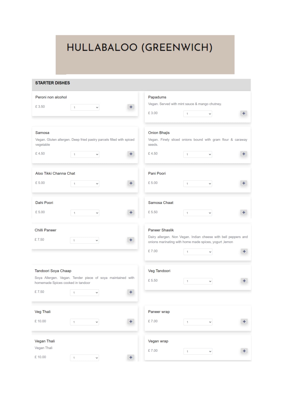 Menus 2024 - Hullabaloo in London | TheFork