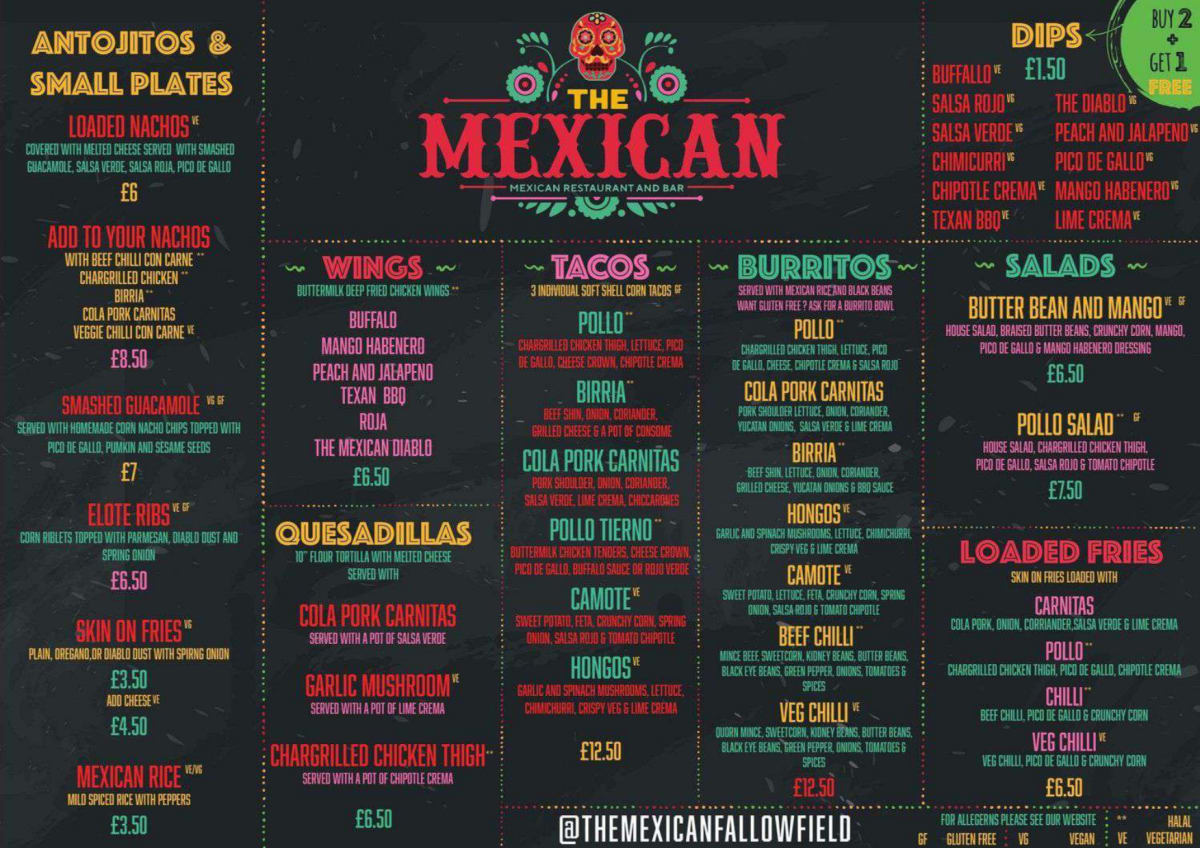Menu 2024 - The Mexican in Manchester | TheFork