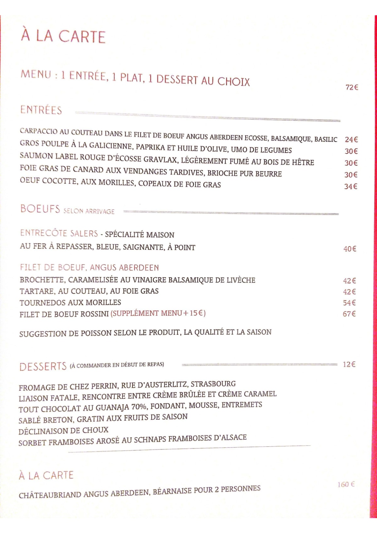 Carta y menù 2024 Actualizados - Pierre Bois et Feu en Strasbourg | TheFork