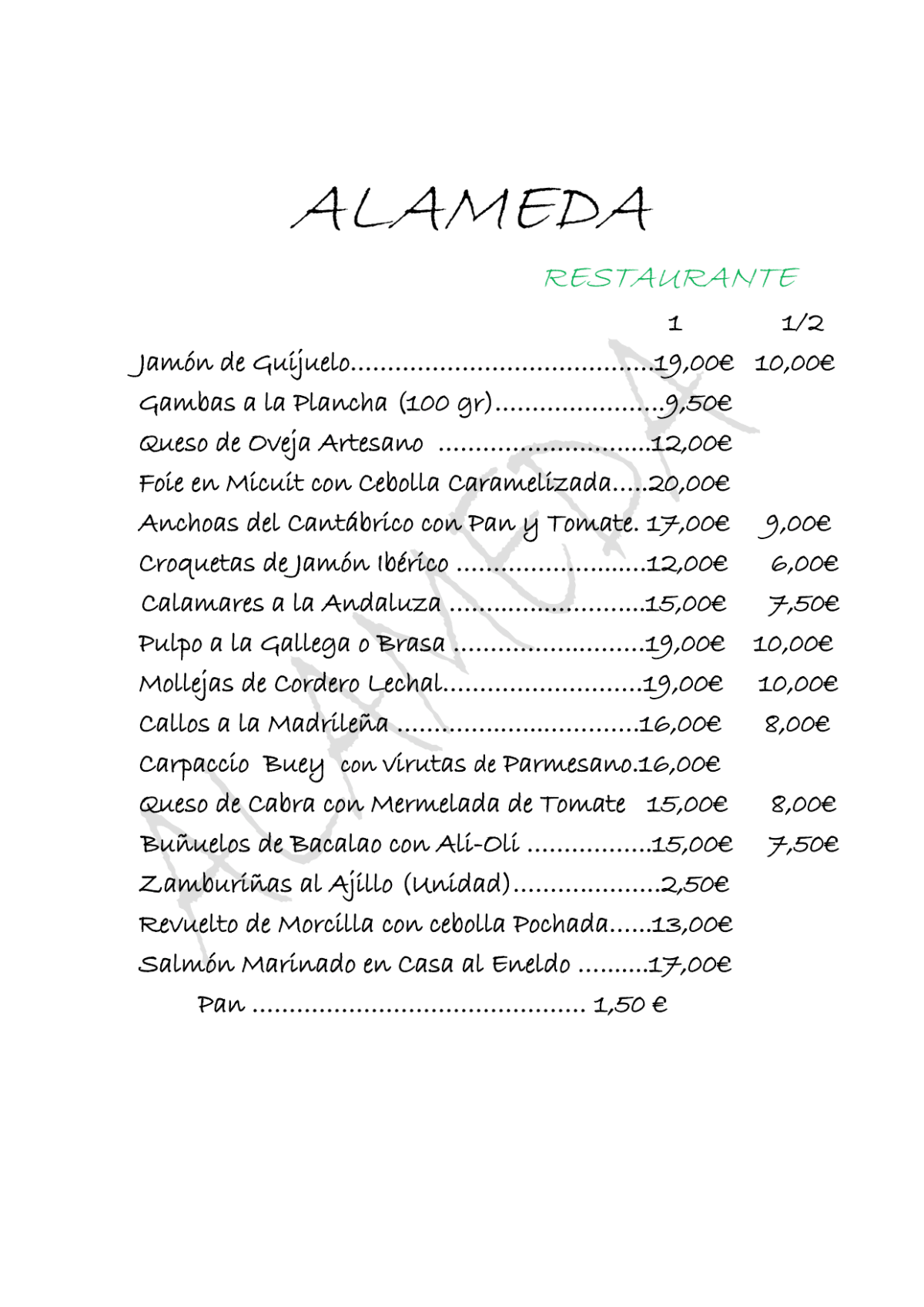 Carta y menù 2024 Actualizados - Alameda en Galapagar | TheFork