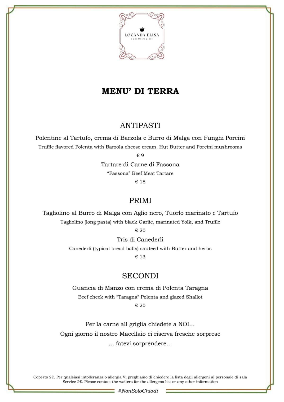 Menù completo e carta 2024 - Locanda Elisa a Dimaro | TheFork Menù completo e carta 2024 - Locanda Elisa a Dimaro | TheFork