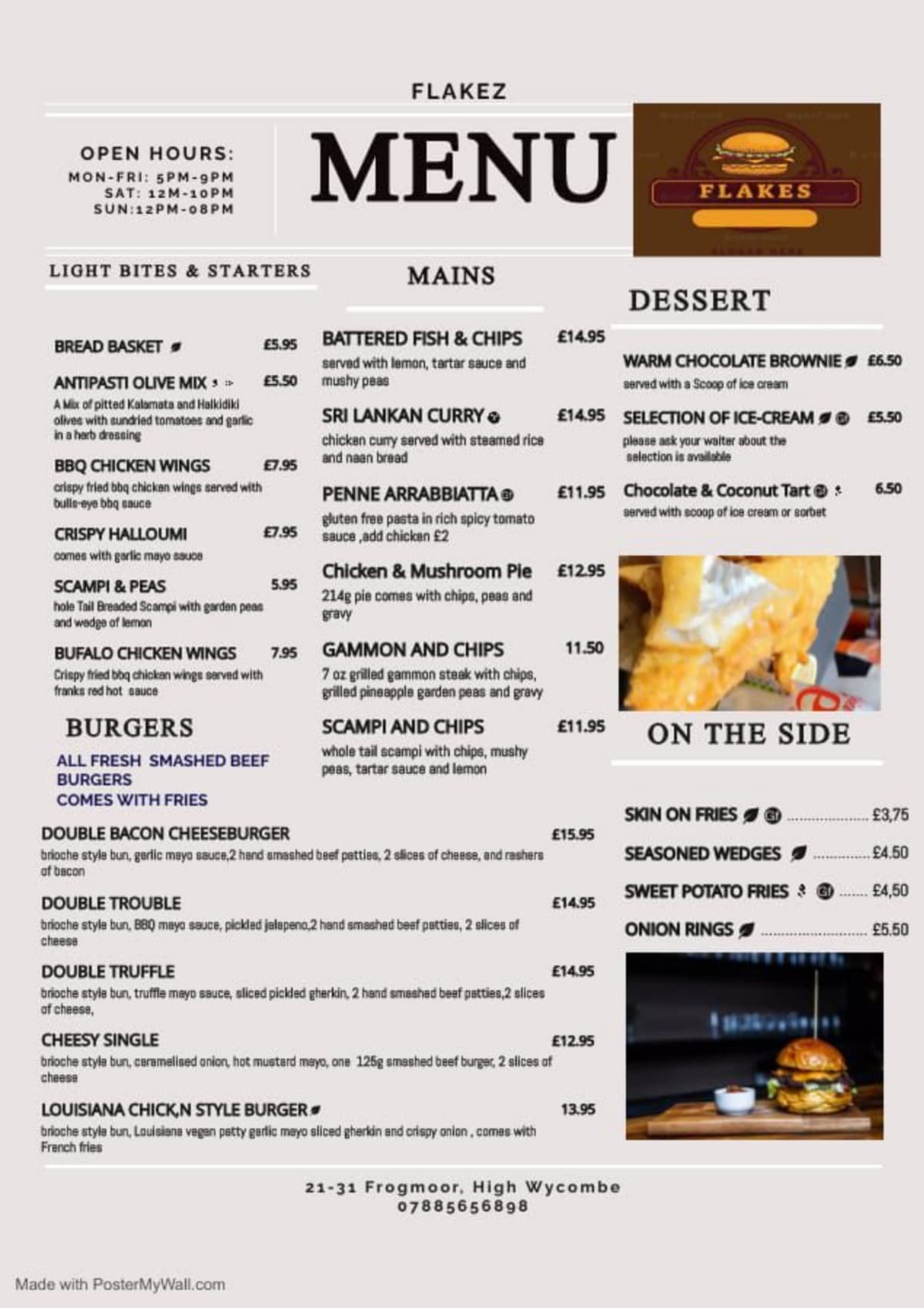 Carte et Menus 2024 - Flakez at the butlers à High Wycombe | TheFork