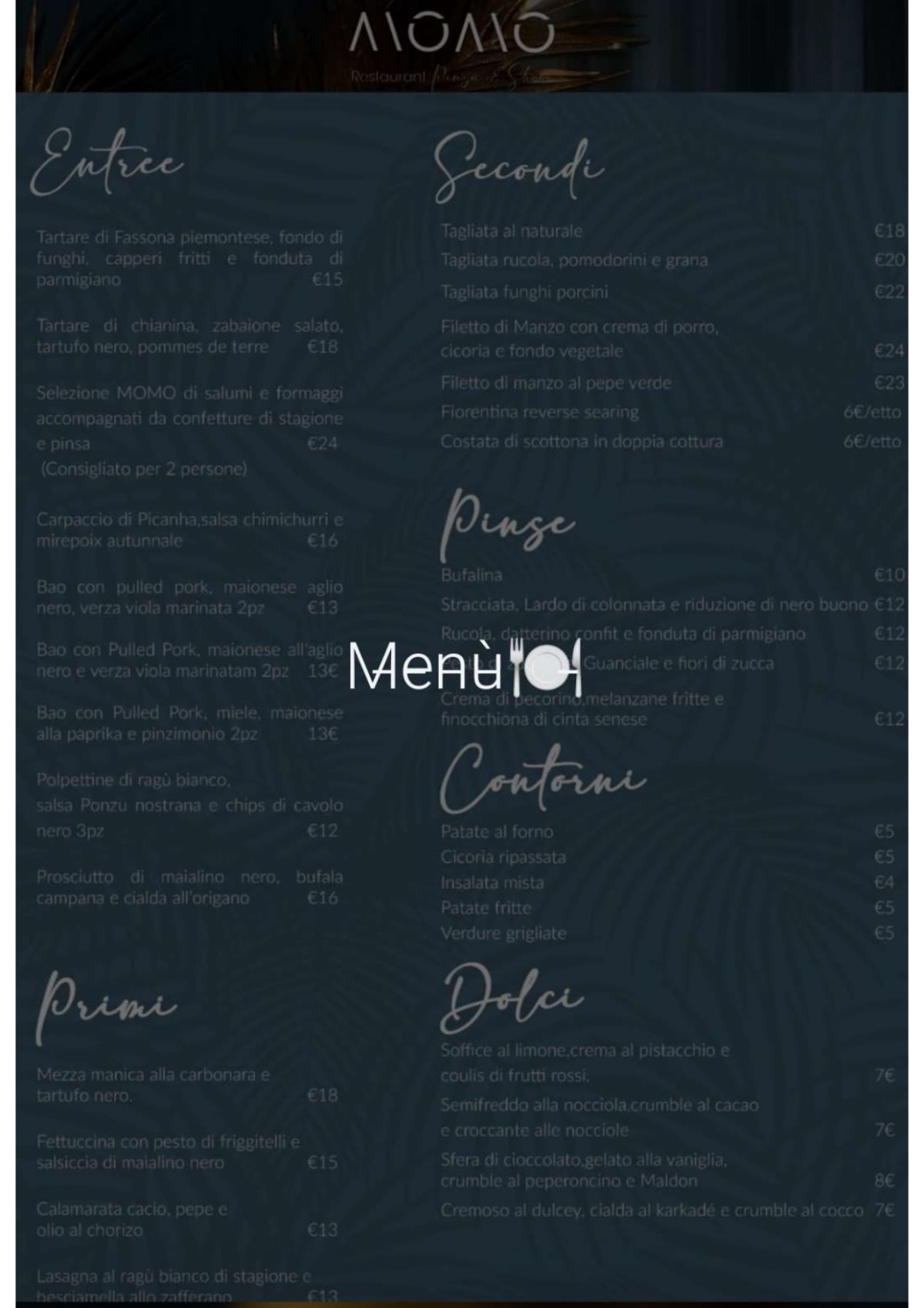 Menù completo e carta 2024 - MOMO RESTAURANT a Aprilia | TheFork