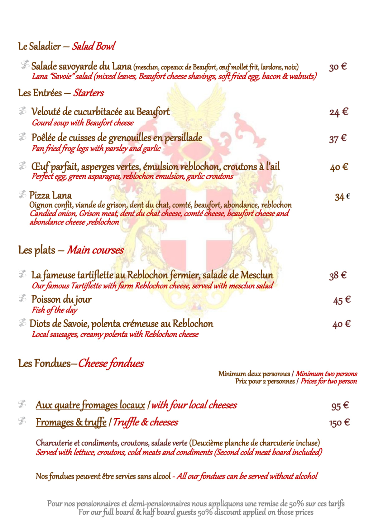 Carte et Menus 2024 - Le Saint-Nicolas à Courchevel | TheFork