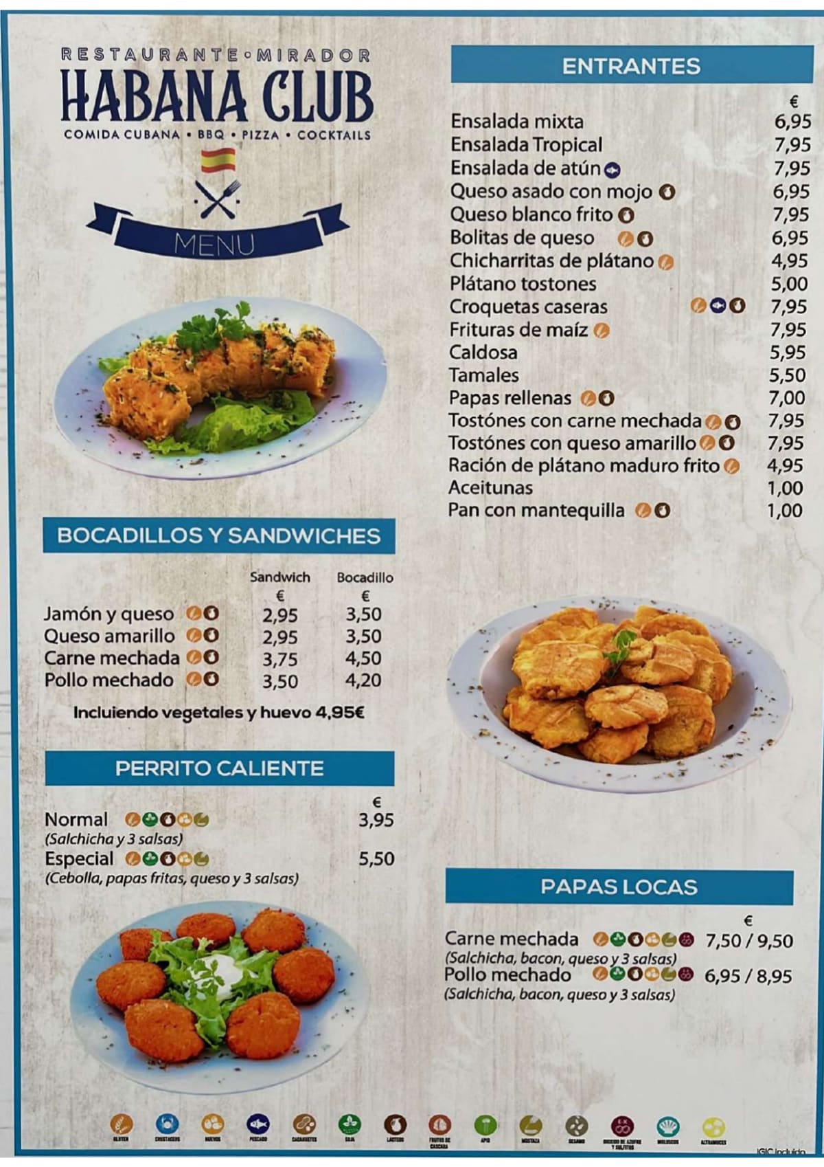 Carta y menù 2024 Actualizados - Mirador Habana Club en Costa Adeje ...