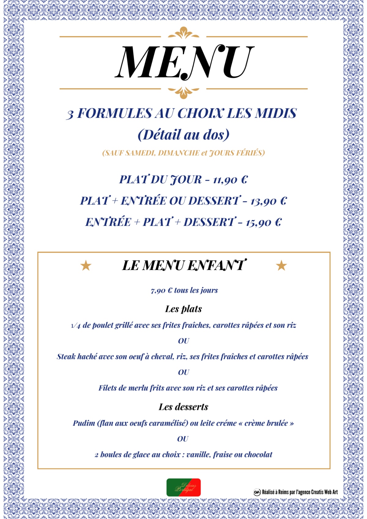 Menù completo e carta 2024 - Delicias de Portugal a Champigny | TheFork