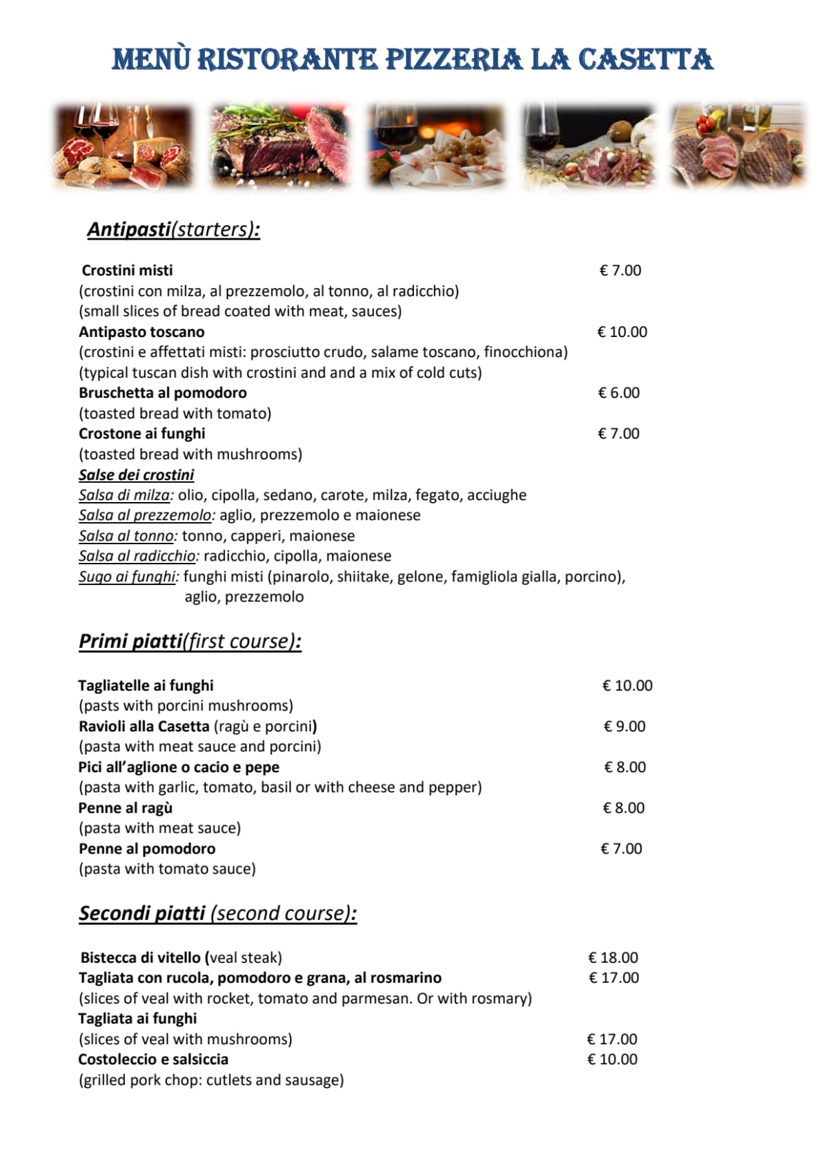 Carte et Menus 2024 - La Casetta à Casetta | TheFork