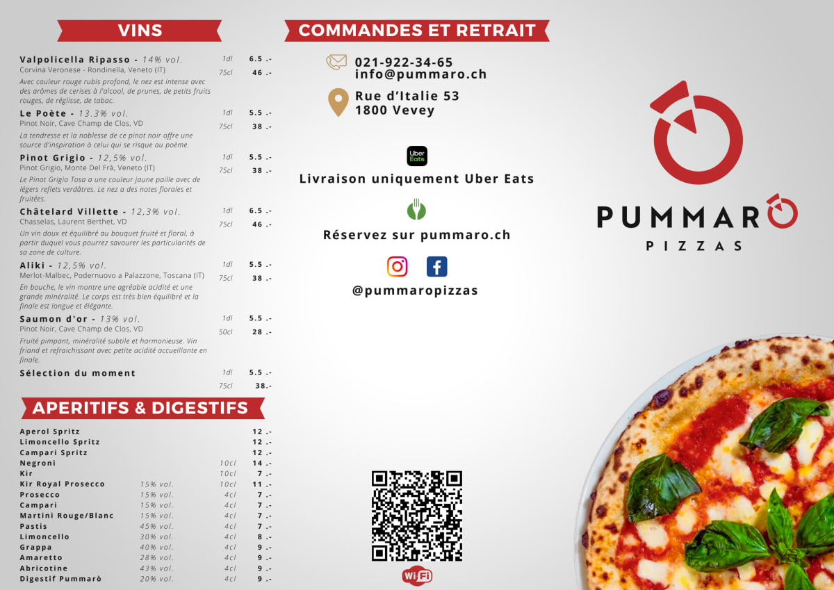 Menu 2024 - Pummaro in Vevey | TheFork