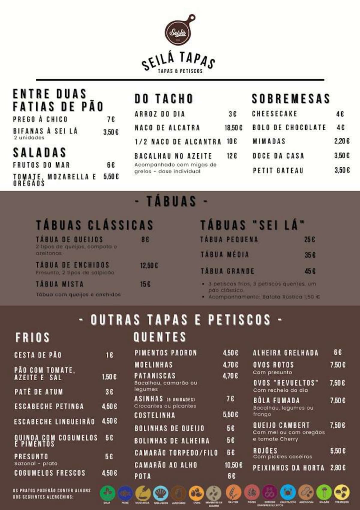 Menù completo e carta 2024 - Sei Lá Tapas a Vila Nova de Famalicão ...