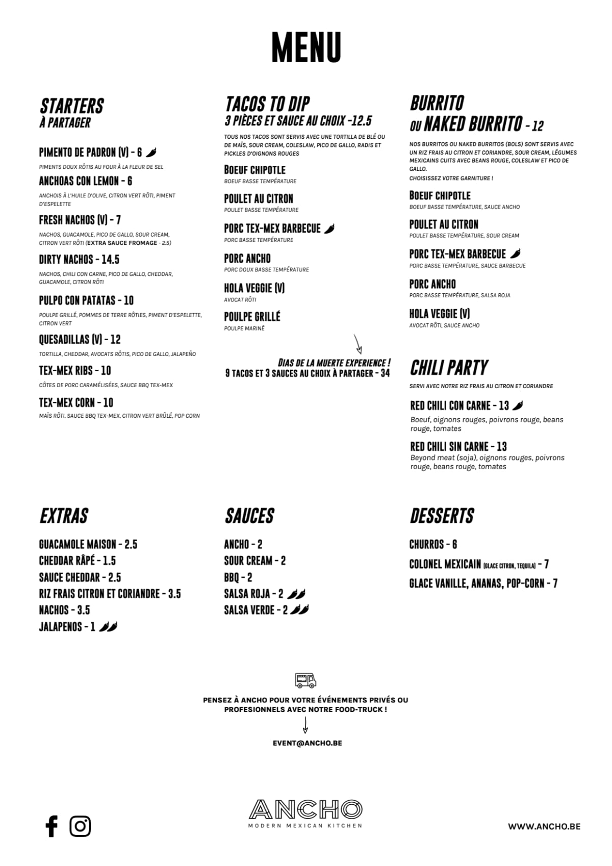 Carte et Menus 2024 - Ancho Louise à Saint-Gilles | TheFork