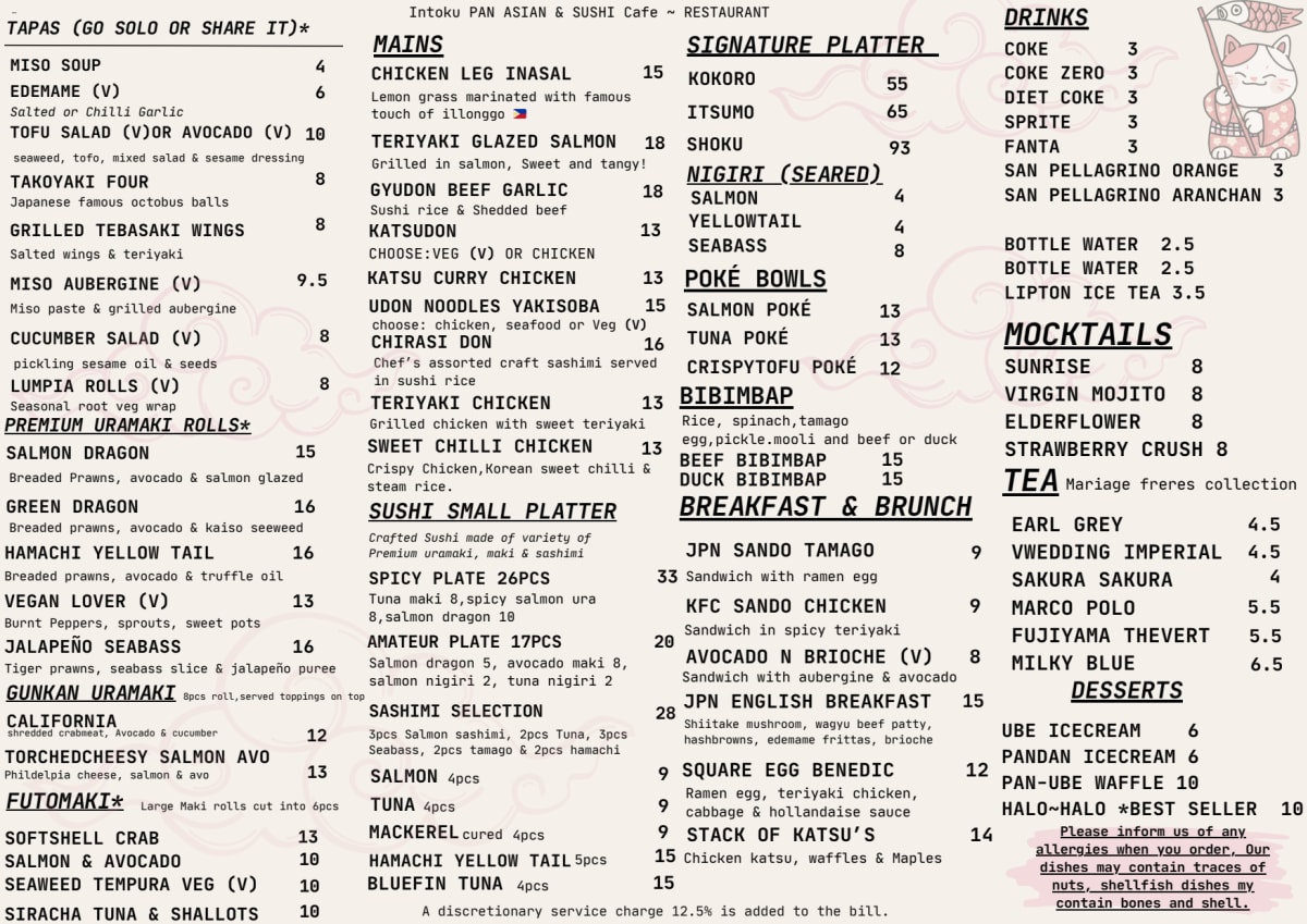 Menu 2024 - Intoku Pan Asian & Sushi Cafe in Jubilee Arch, Windsor ...