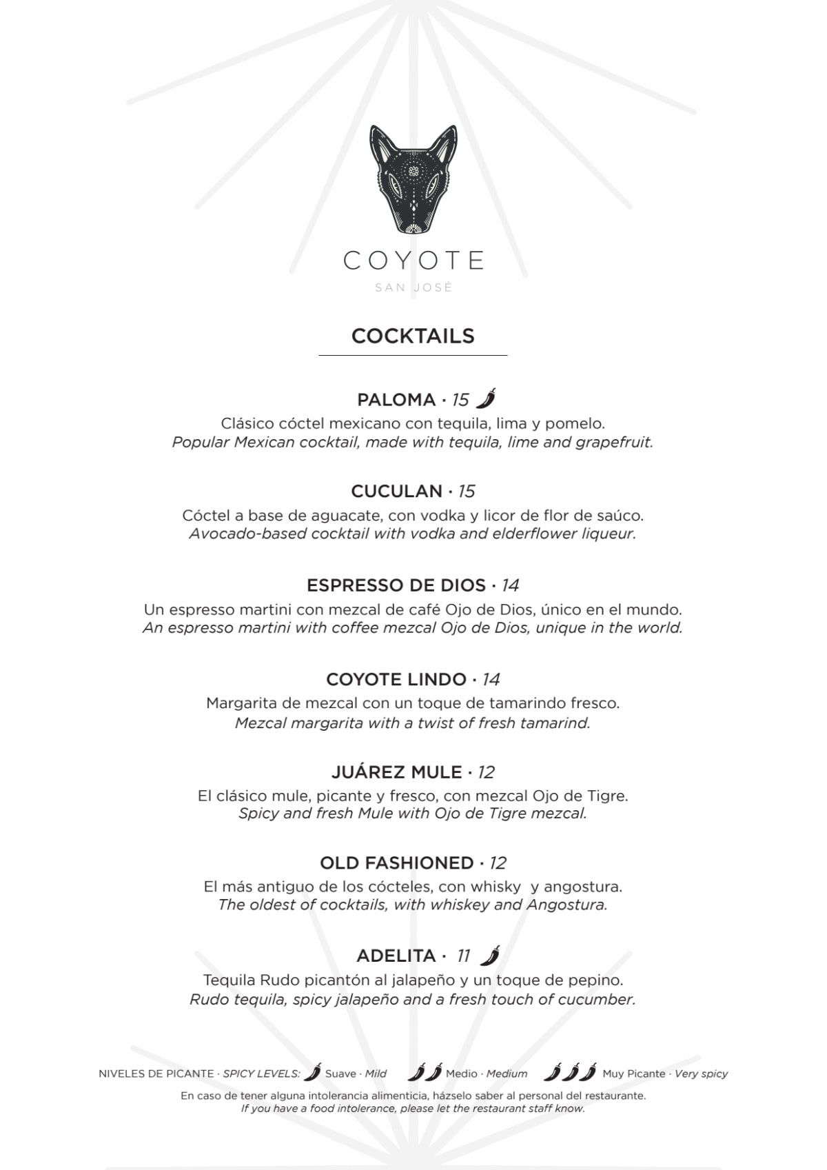 Carte et Menus 2024 - Coyote à Sant Josep De Sa Talaia | TheFork