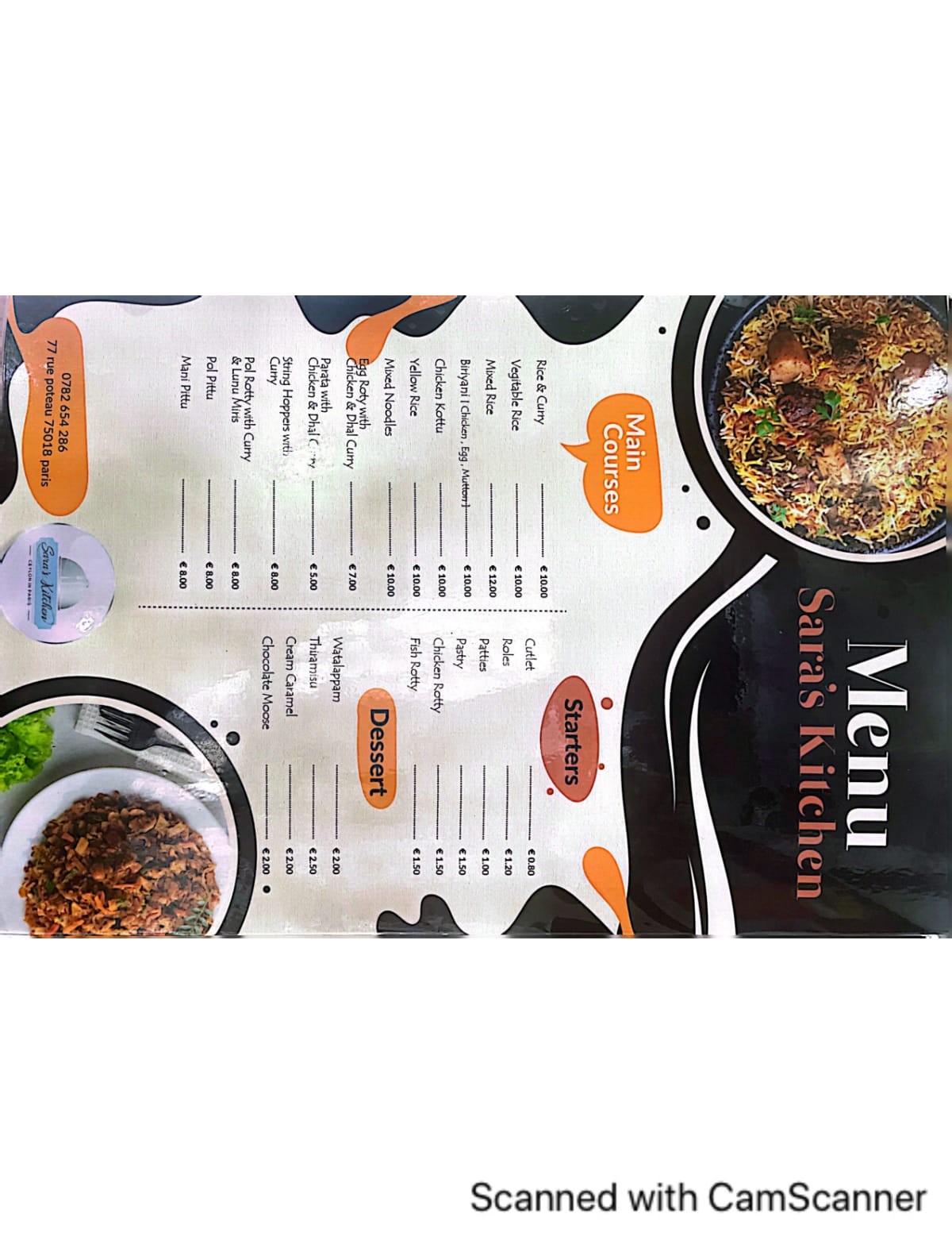 Menu 2024 - Sara's Kitchen em Paris | TheFork