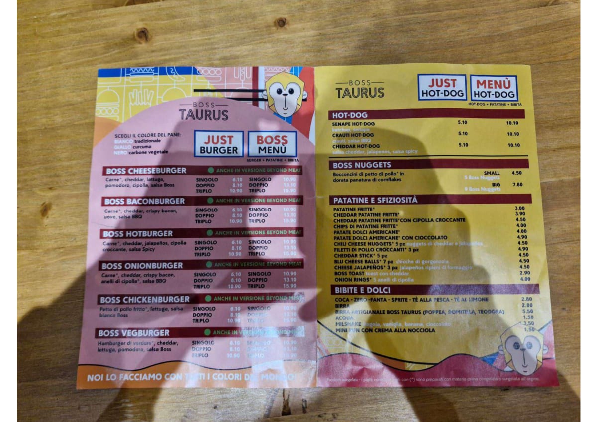 Carte et Menus 2024 - Boss Taurus Burger Store à Novare | TheFork