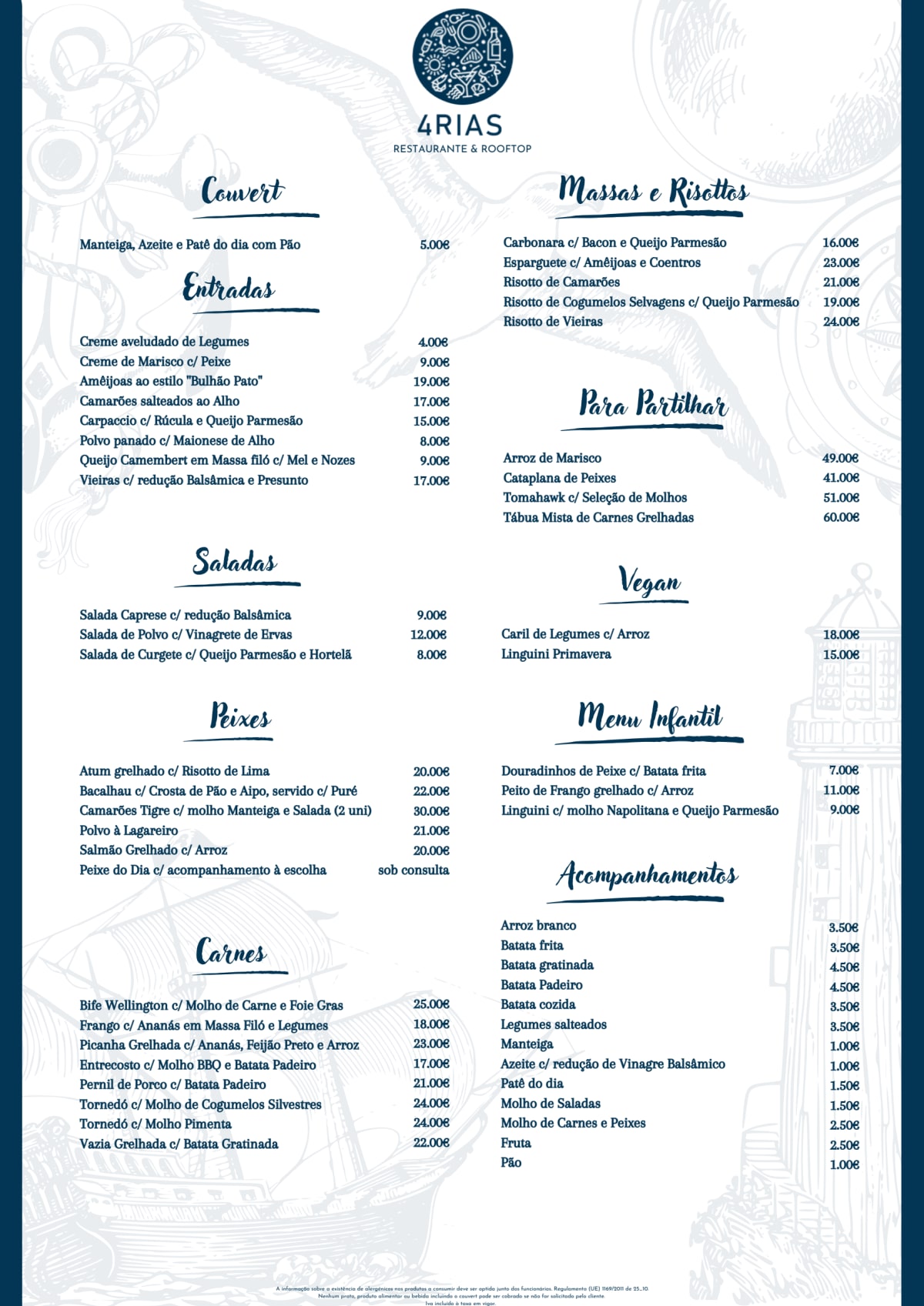 Carte et Menus 2024 - Restaurante 4 Rias à Alvor | TheFork