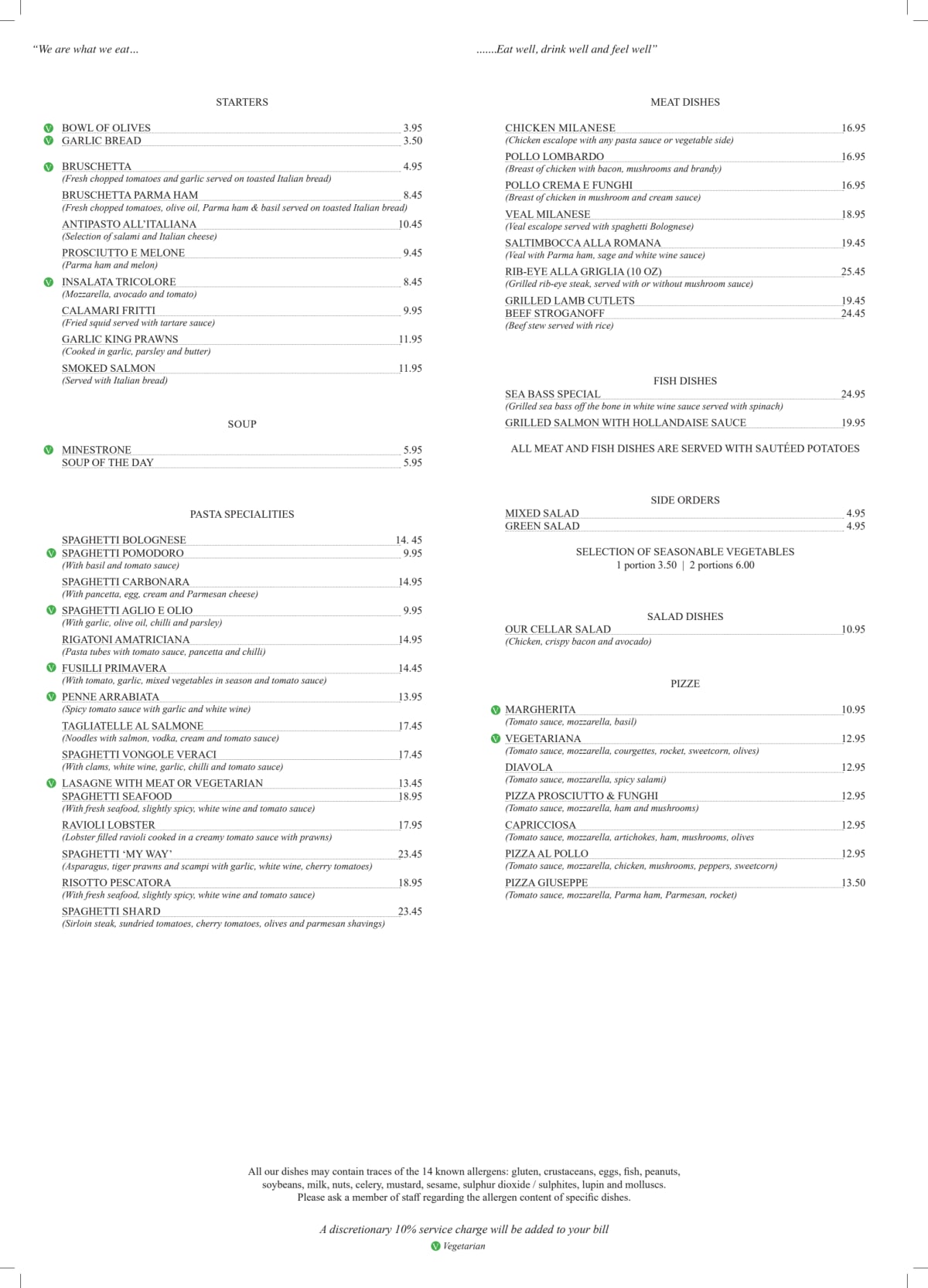 Menus 2024 - Giuseppe's Ristorante & Pizzeria in London | TheFork