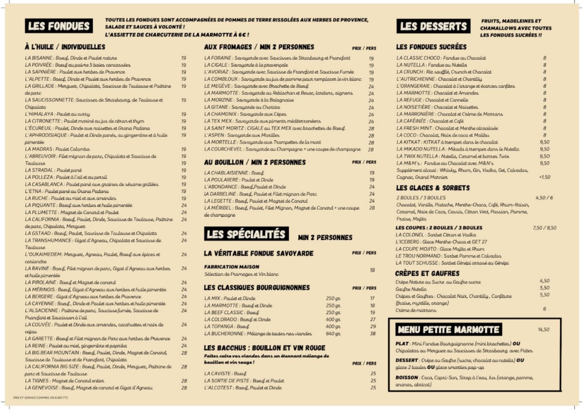 Carte et Menus 2023 - La Marmotte à Rouen | TheFork